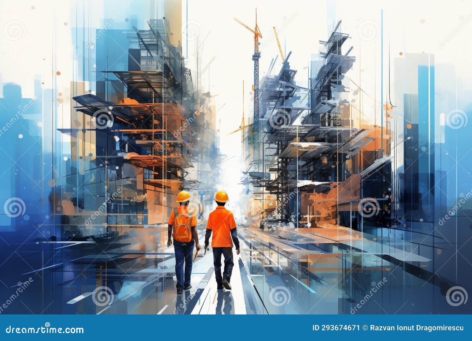 Artistic Creative Background Illustration Featuring Construction ...
