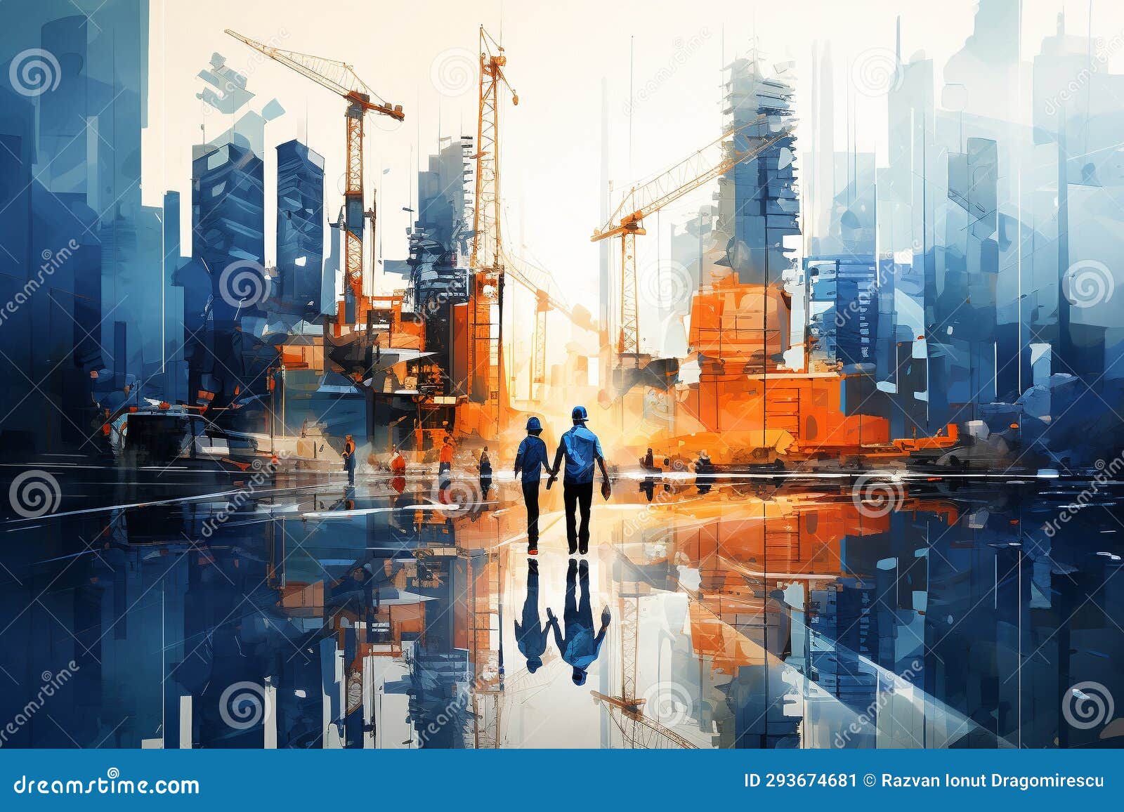 Artistic Creative Background Illustration Featuring Construction ...
