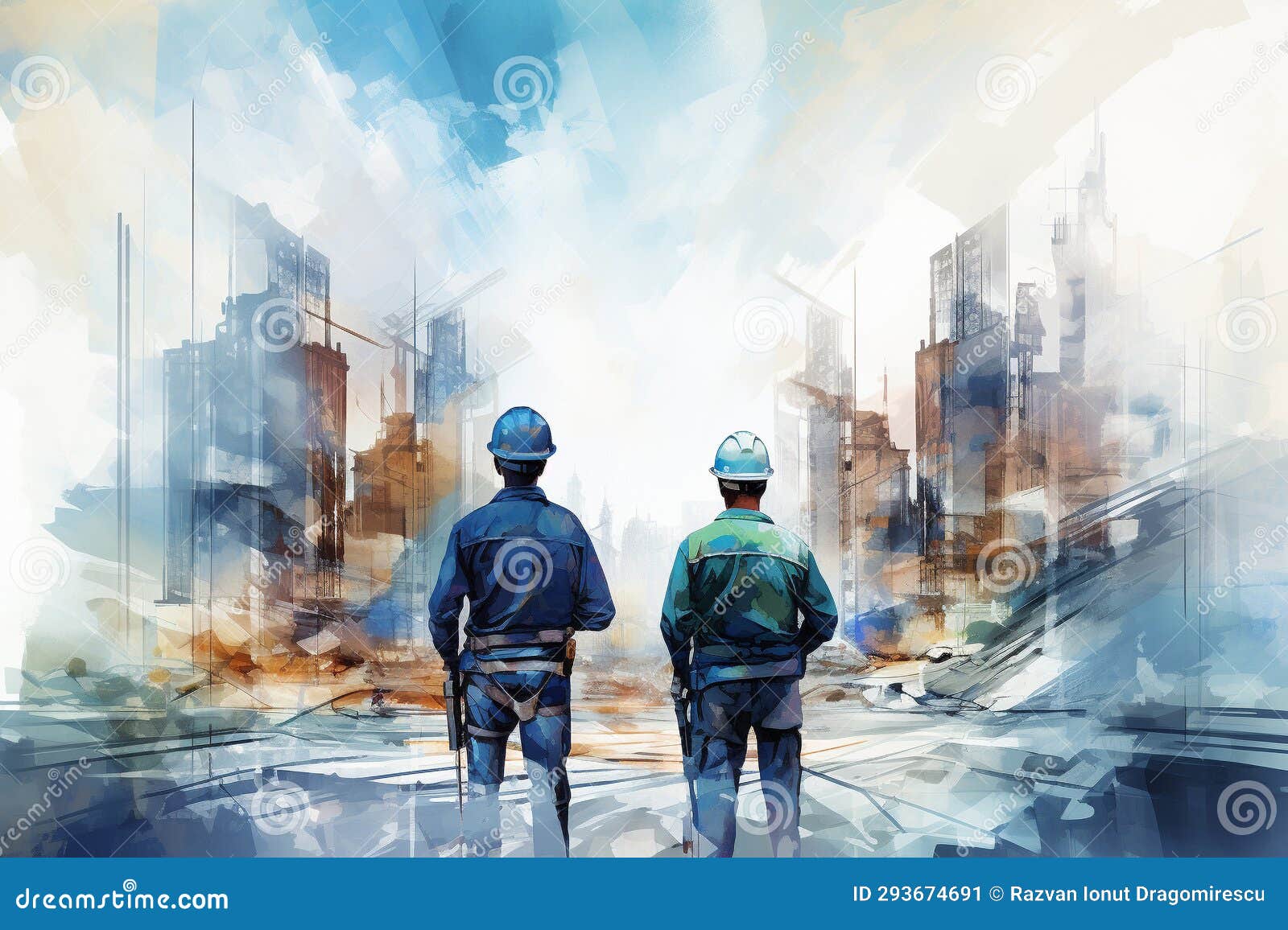 Artistic Creative Background Illustration Featuring Construction ...