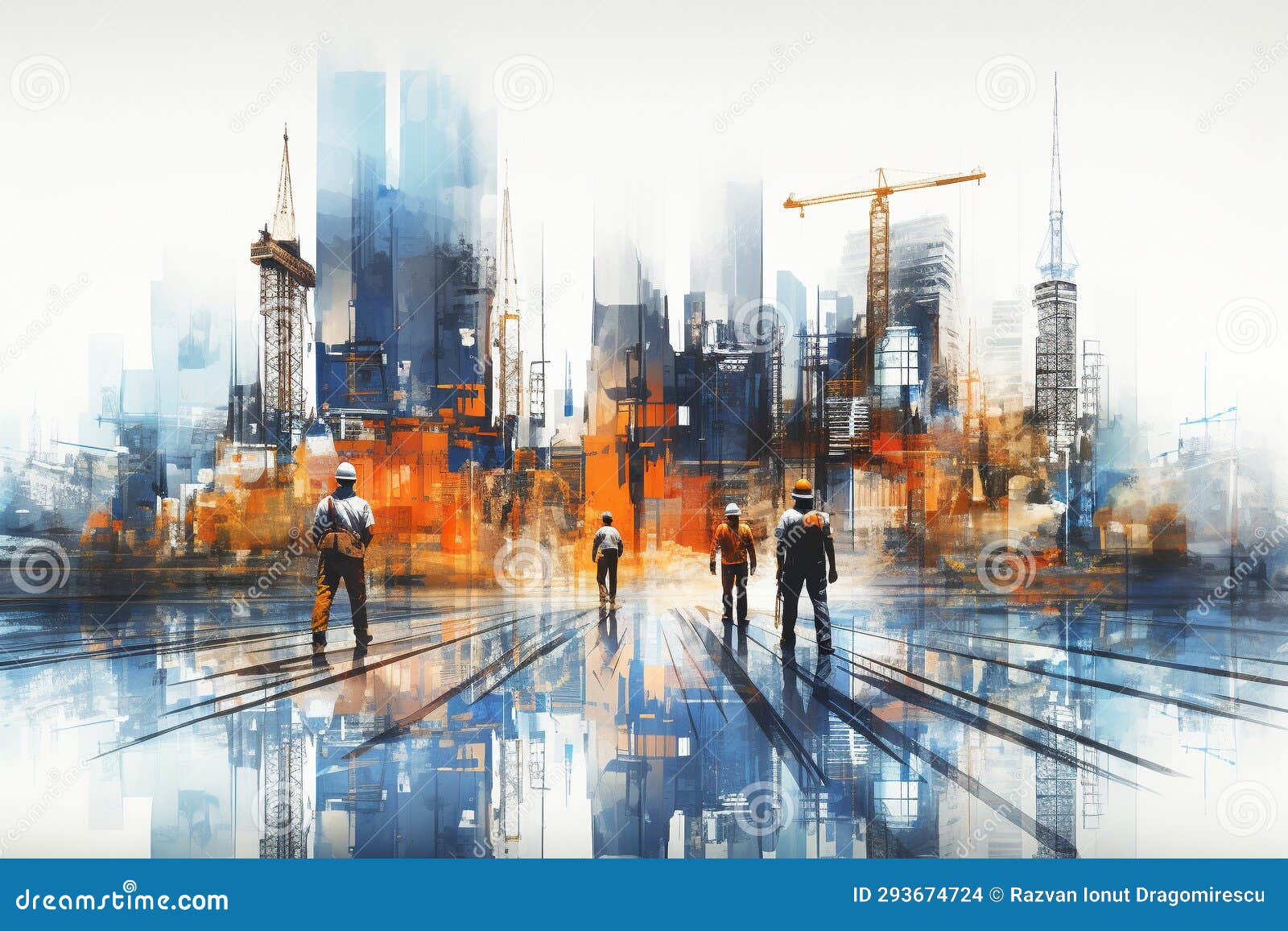 Artistic Creative Background Illustration Featuring Construction ...