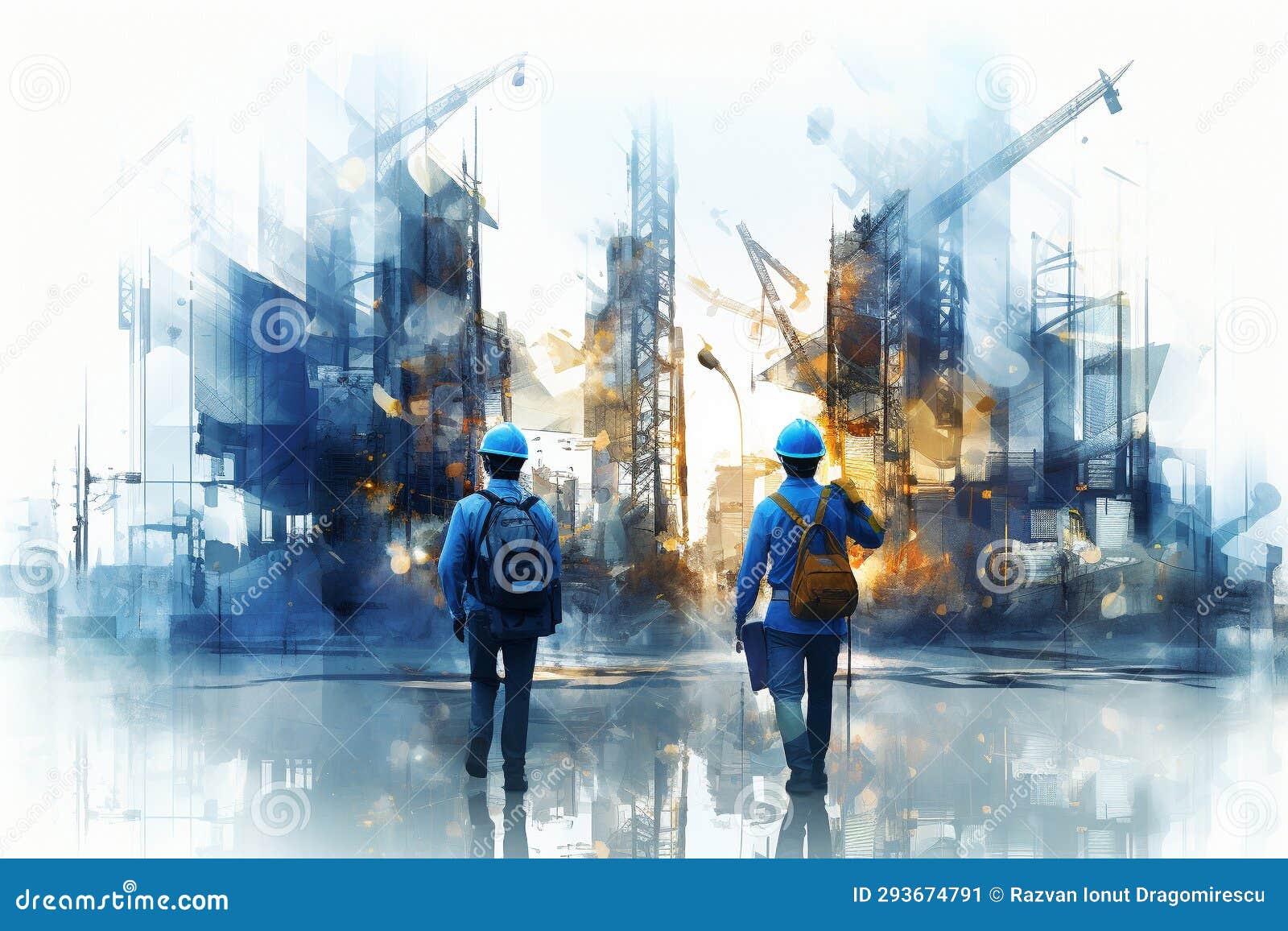 Artistic Creative Background Illustration Featuring Construction ...