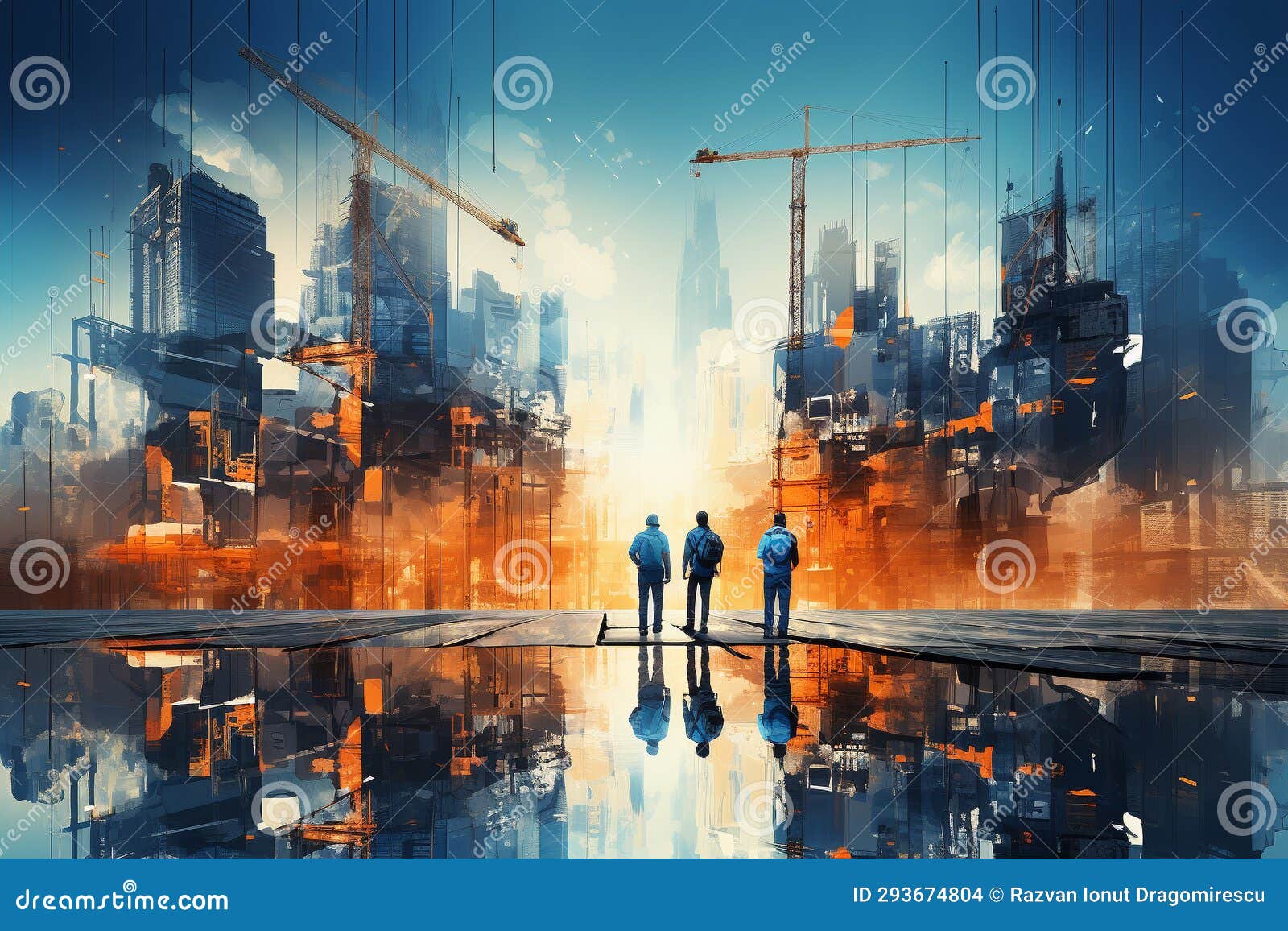 Artistic Creative Background Illustration Featuring Construction ...
