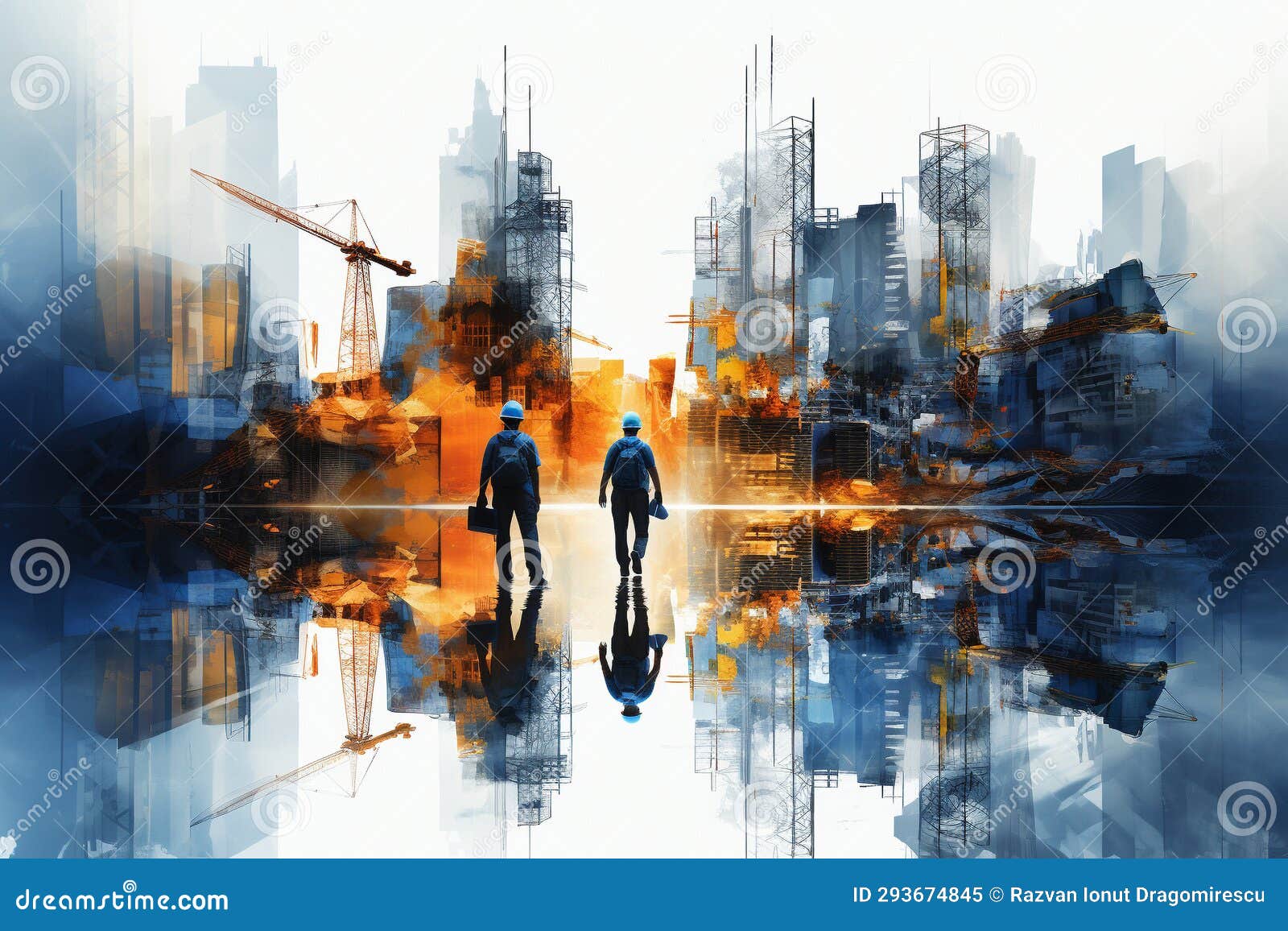 Artistic Creative Background Illustration Featuring Construction ...