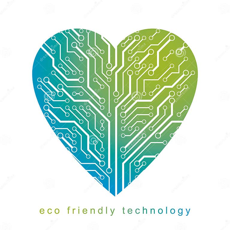 Artistic Creative Illustration of Vector Heart Created in Techno Stock ...