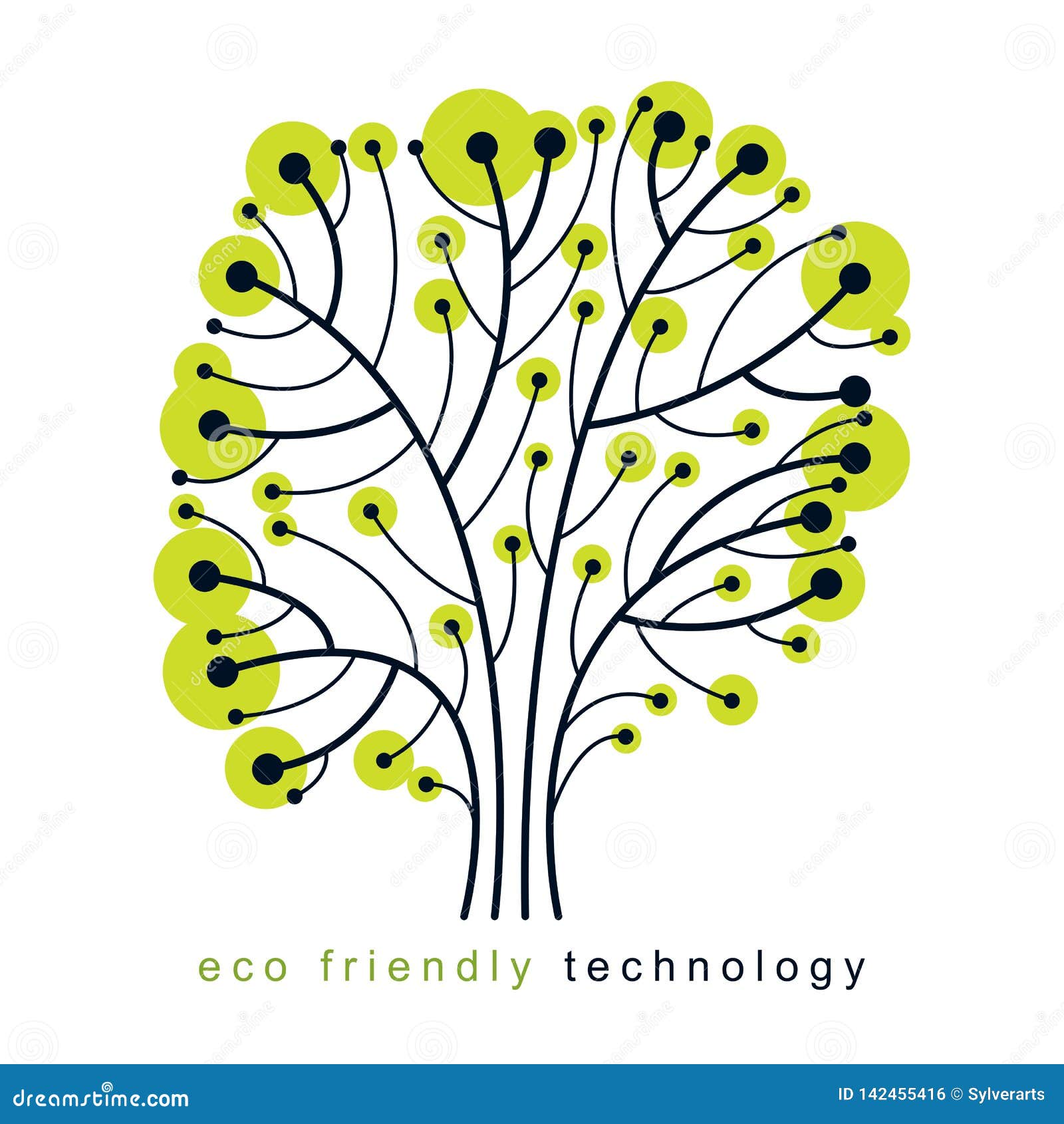 Artistic Creative Illustration of Vector Tree Created in Technology ...