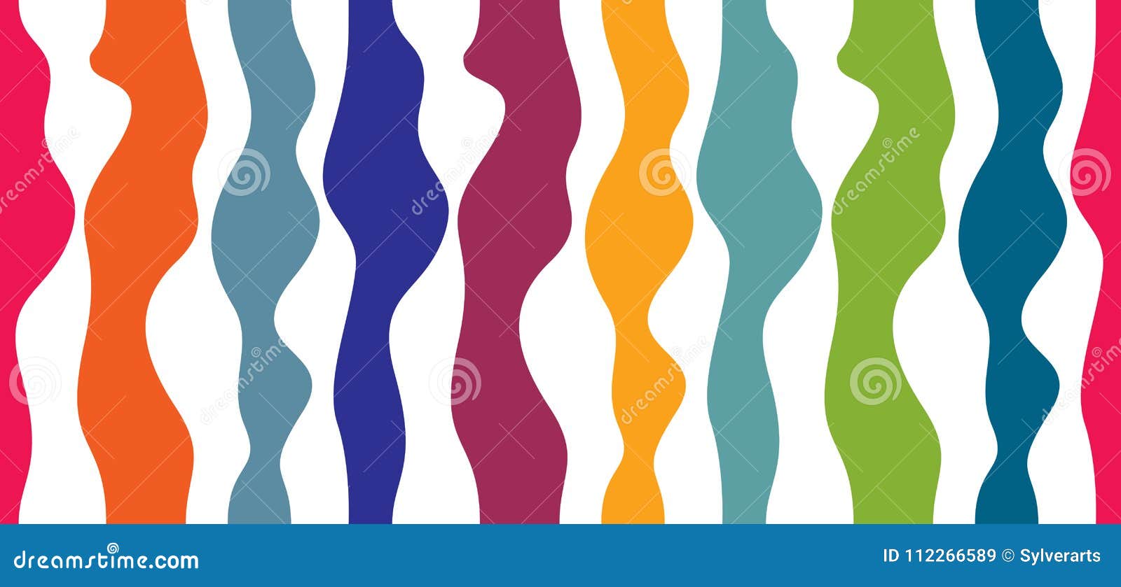 Artistic Curve Lines Seamless Pattern, Abstract Colorful Vector Stock ...