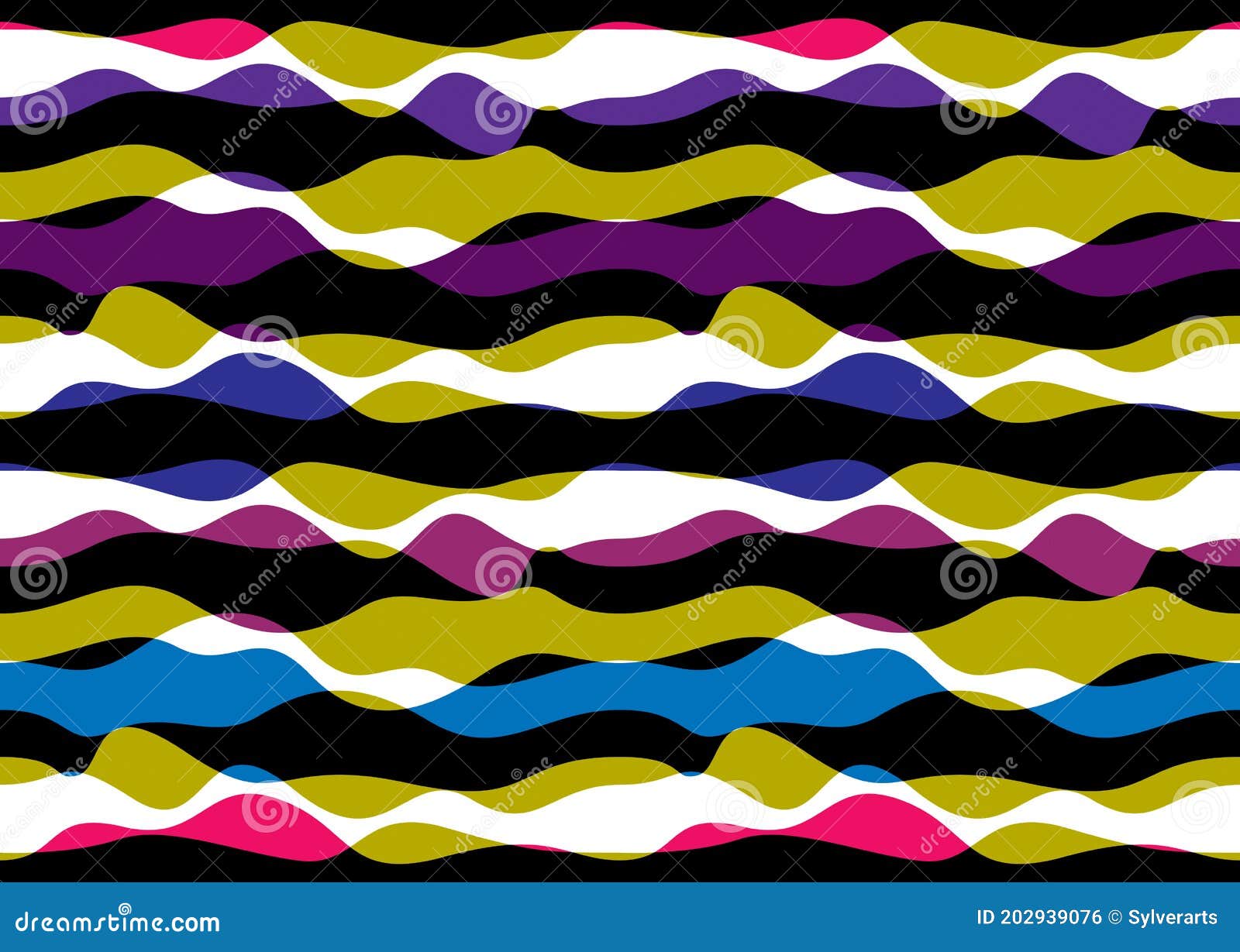 Artistic Curve Lines Seamless Pattern, Abstract Colorful Vector ...