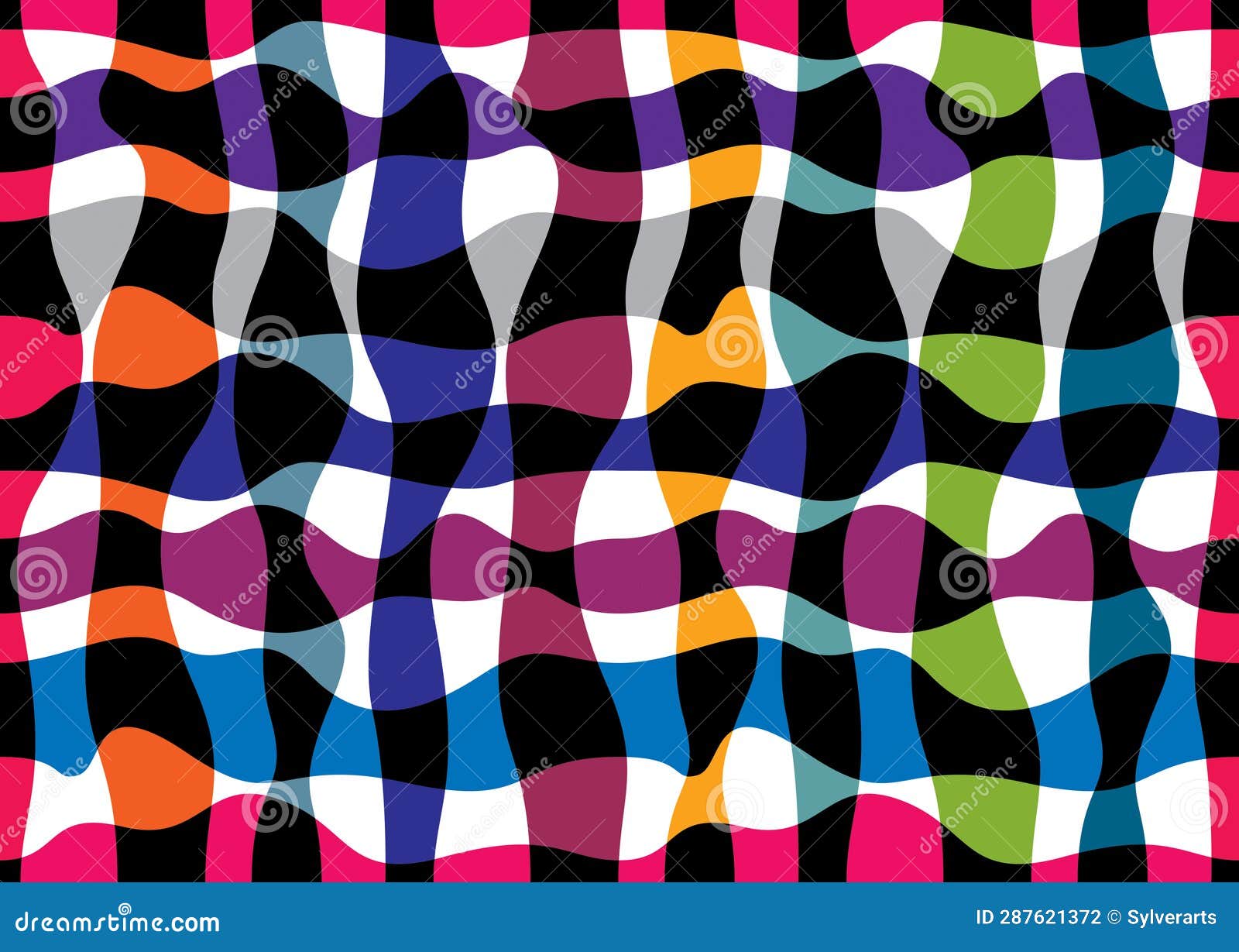 Artistic Curve Lines Seamless Pattern, Abstract Colorful Vector ...