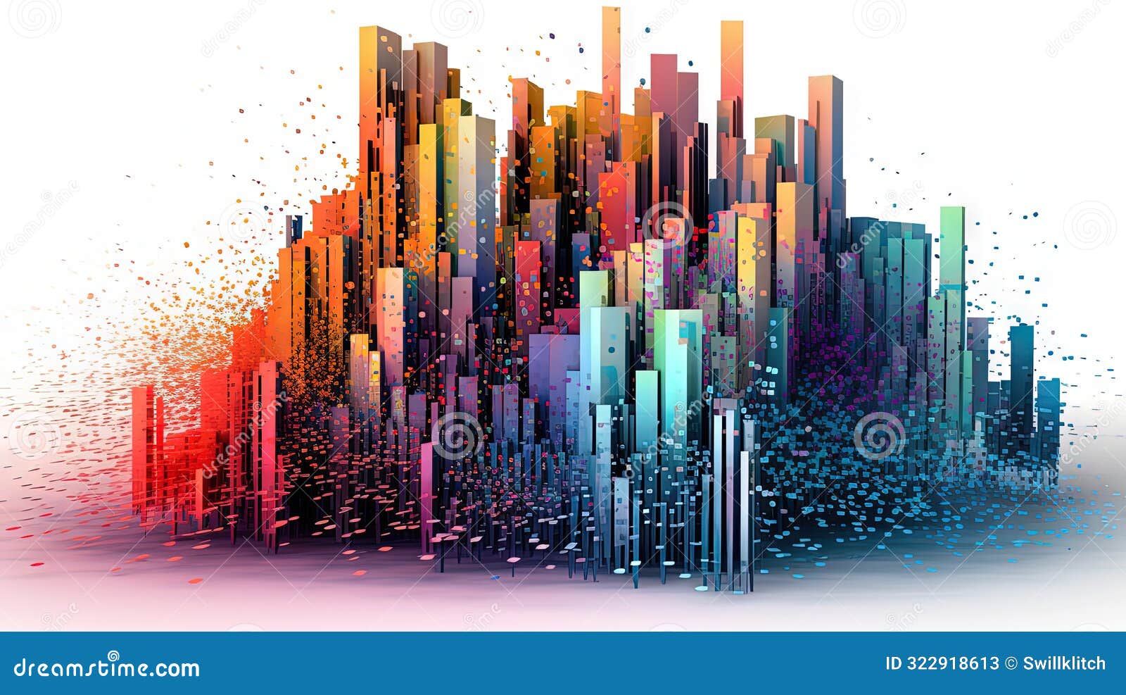 Artistic 3D Bar Graph with Particles for Business Market Presentation ...