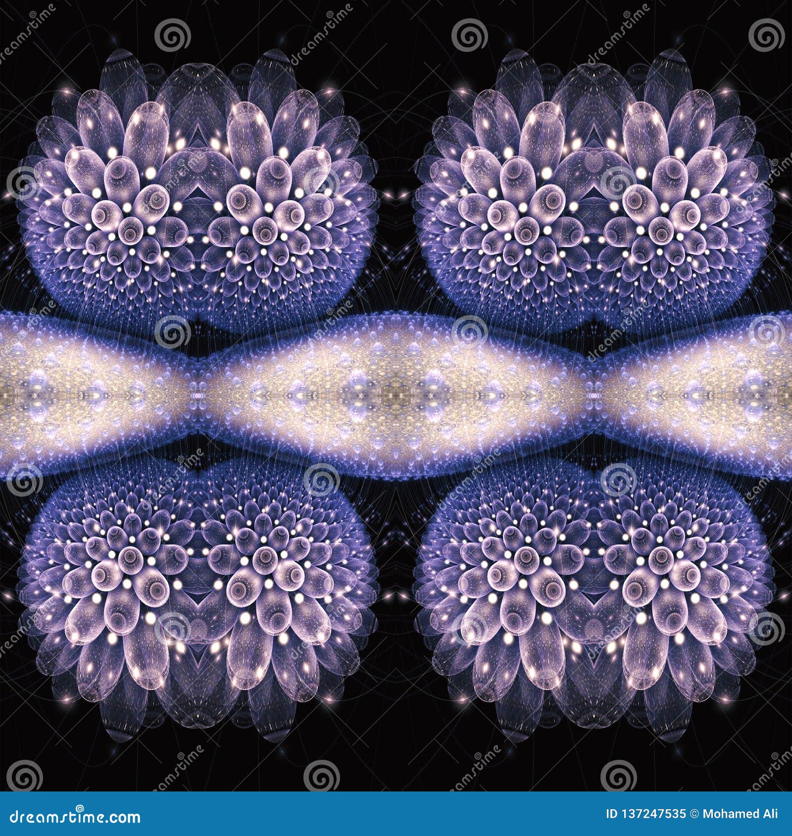 Artistic 3d Computer Generated Fractals of an Exotic Glowing Flowers ...