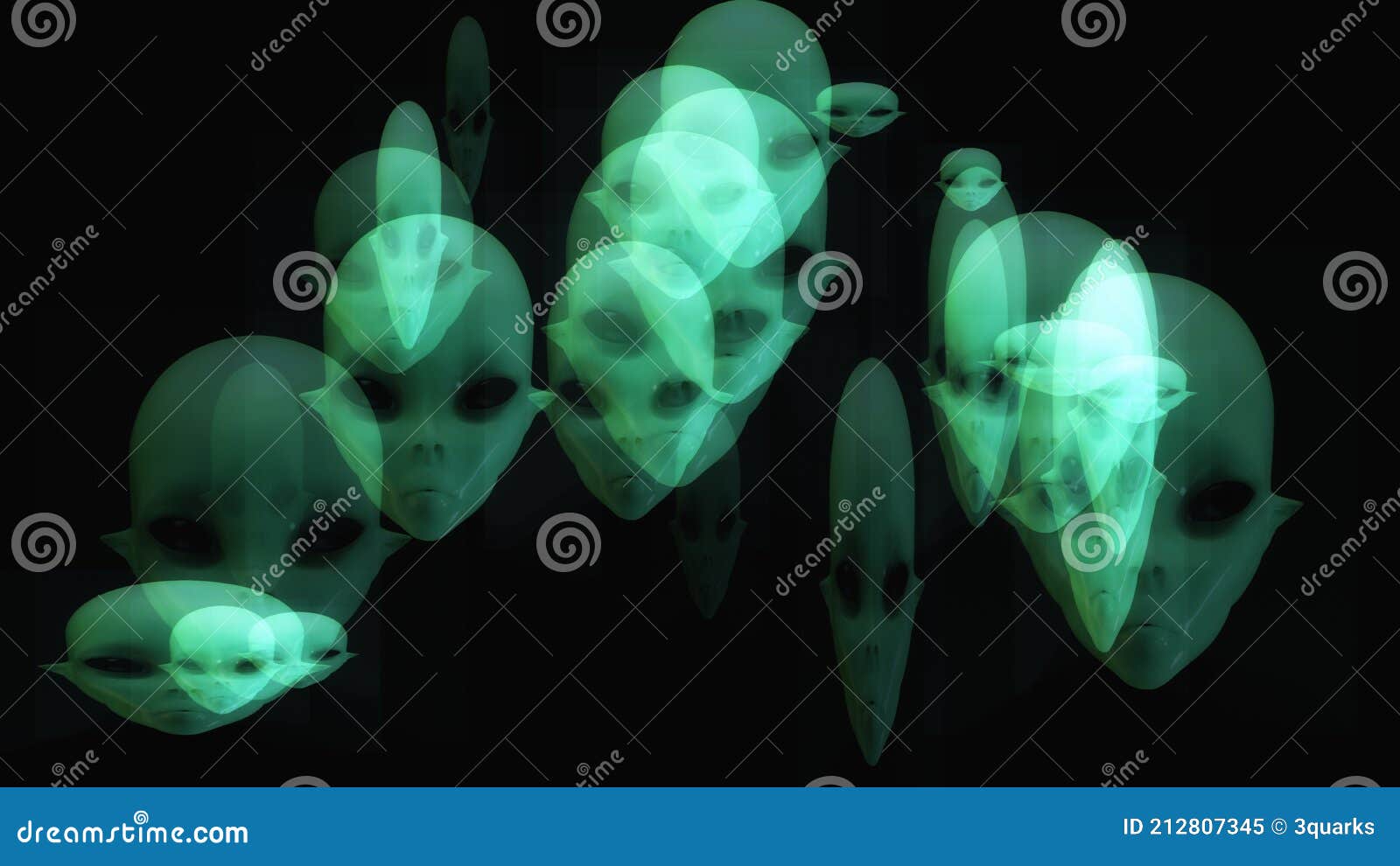 3D Illustration of Alien Faces Stock Illustration - Illustration of ...