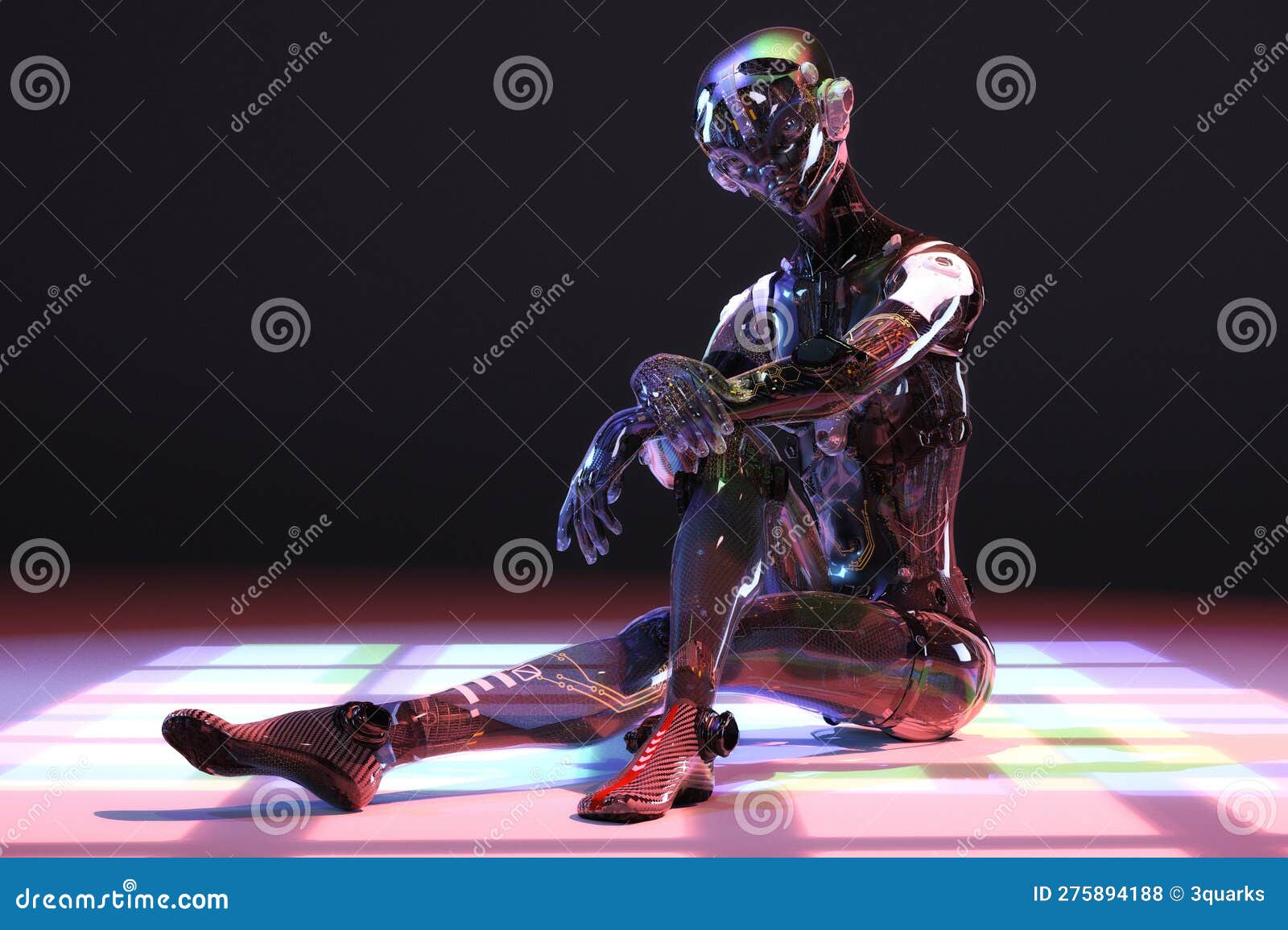 3D Illustration of a Cyborg with Artificial Intelligence Stock ...