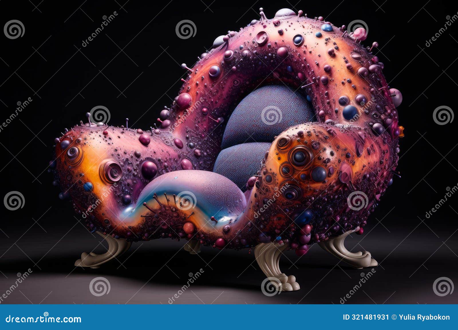 Artistic 3d Rendering of a Futuristic Alien-inspired Sofa on a Dark ...