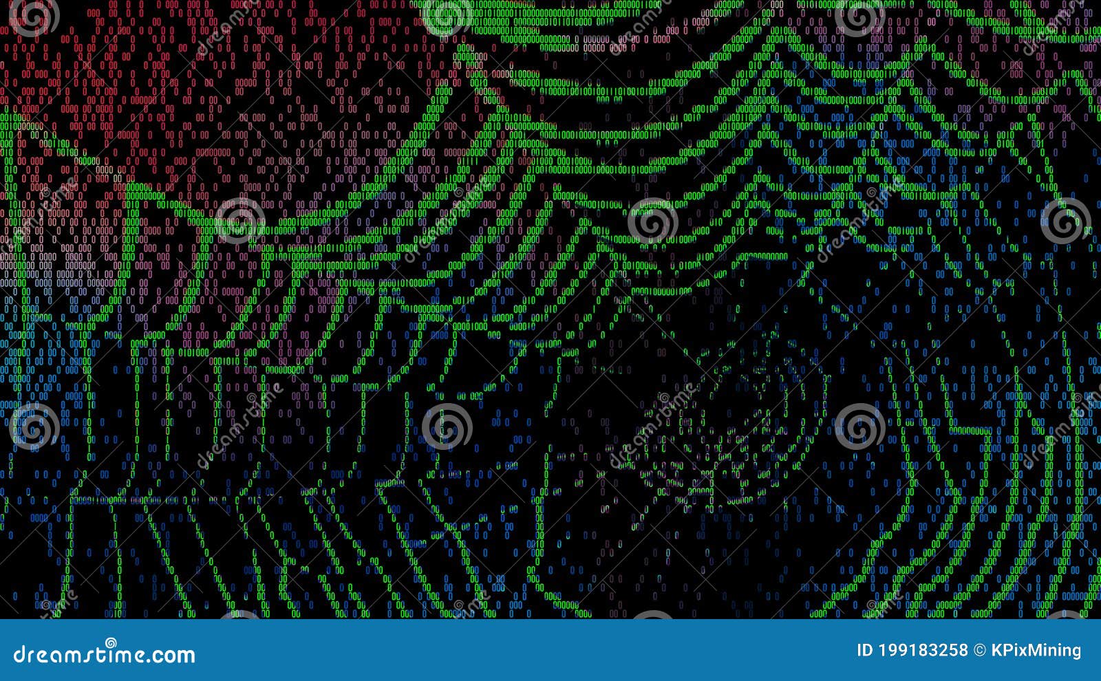 Green Digital Spider Web in Colorful Binary Code on Black Background ...