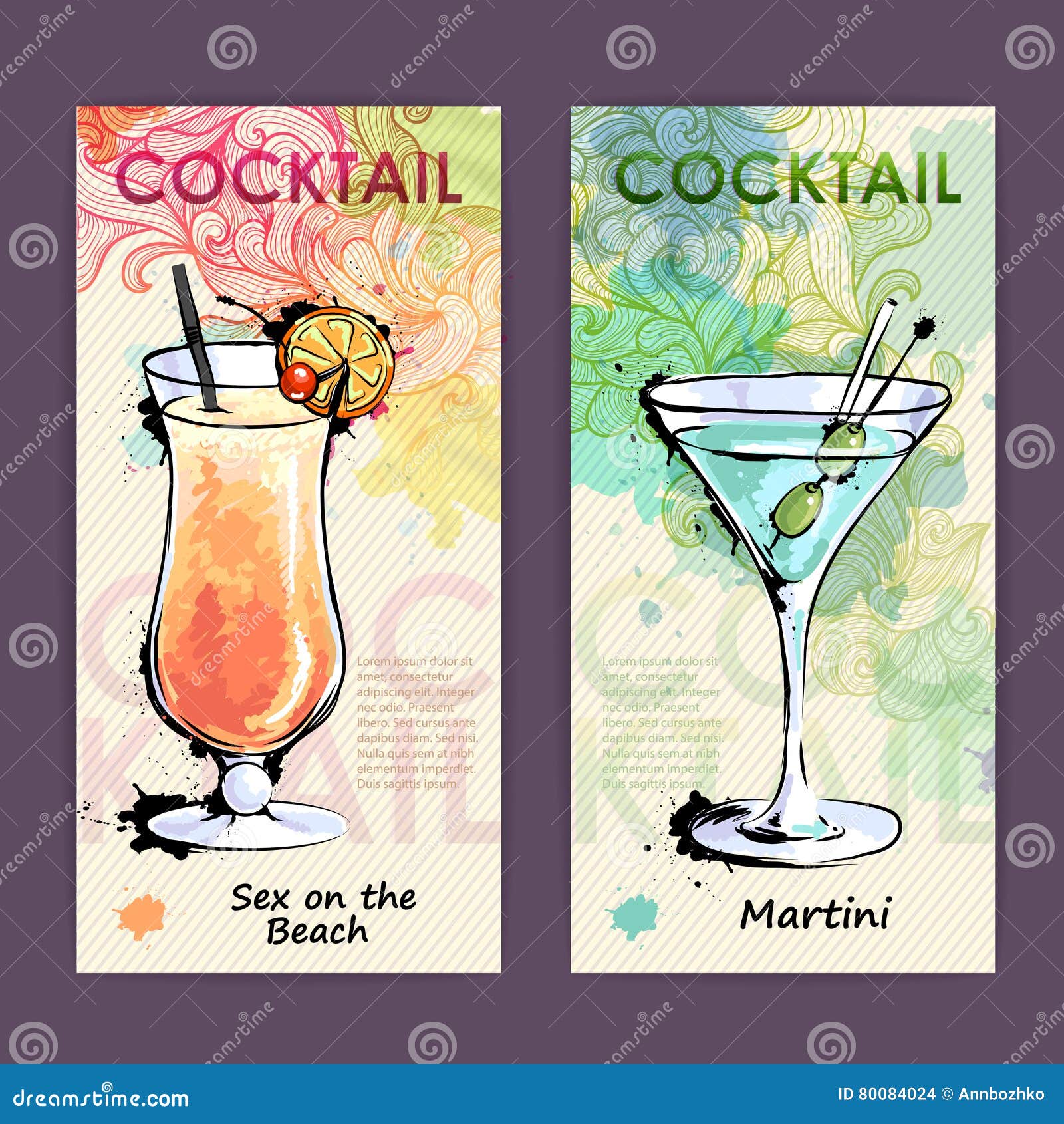 Artistic Decorative Cocktail Menu. Stock Vector - Illustration of ...