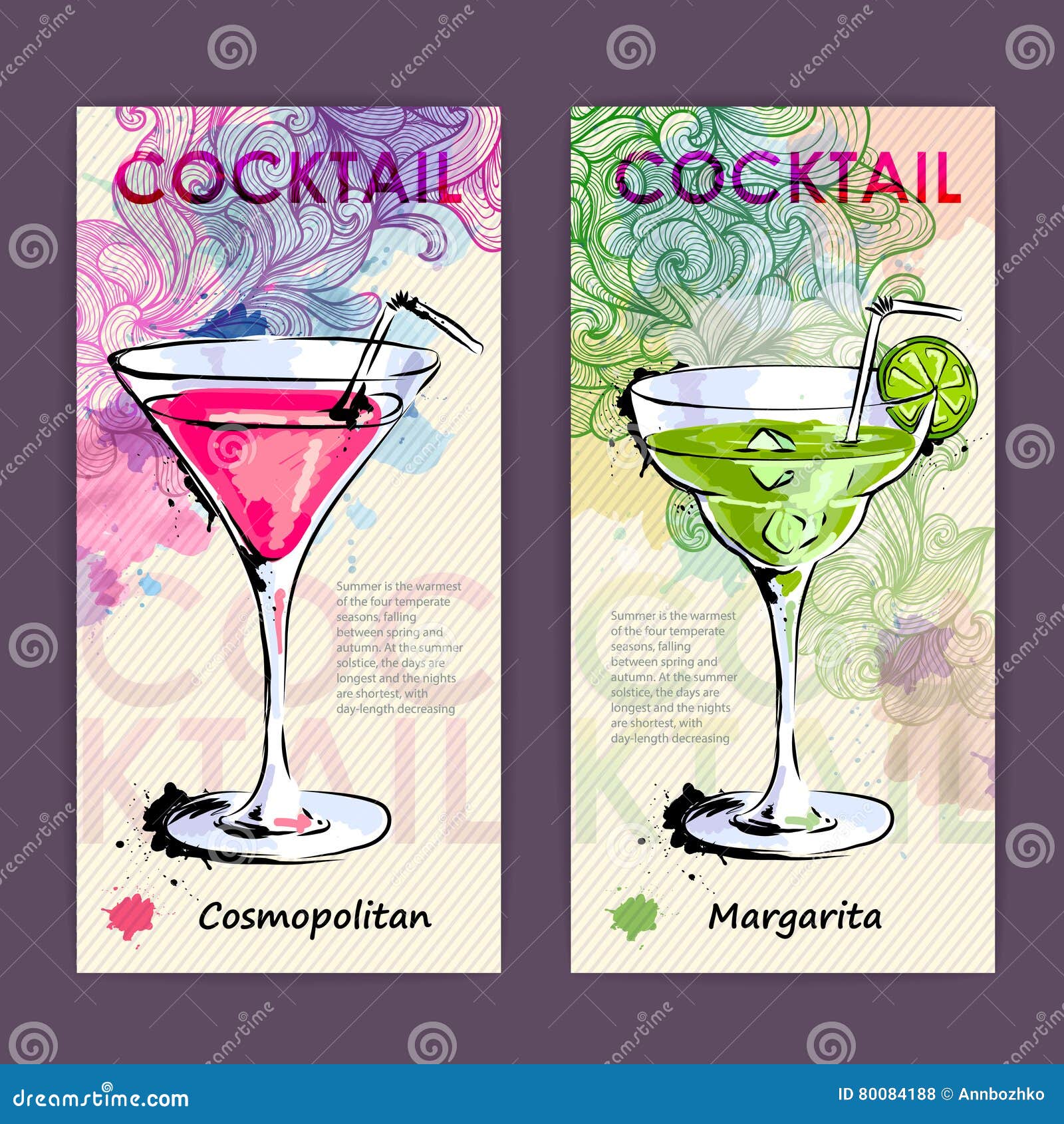 Artistic Decorative Cocktail Menu. Stock Vector - Illustration of ...