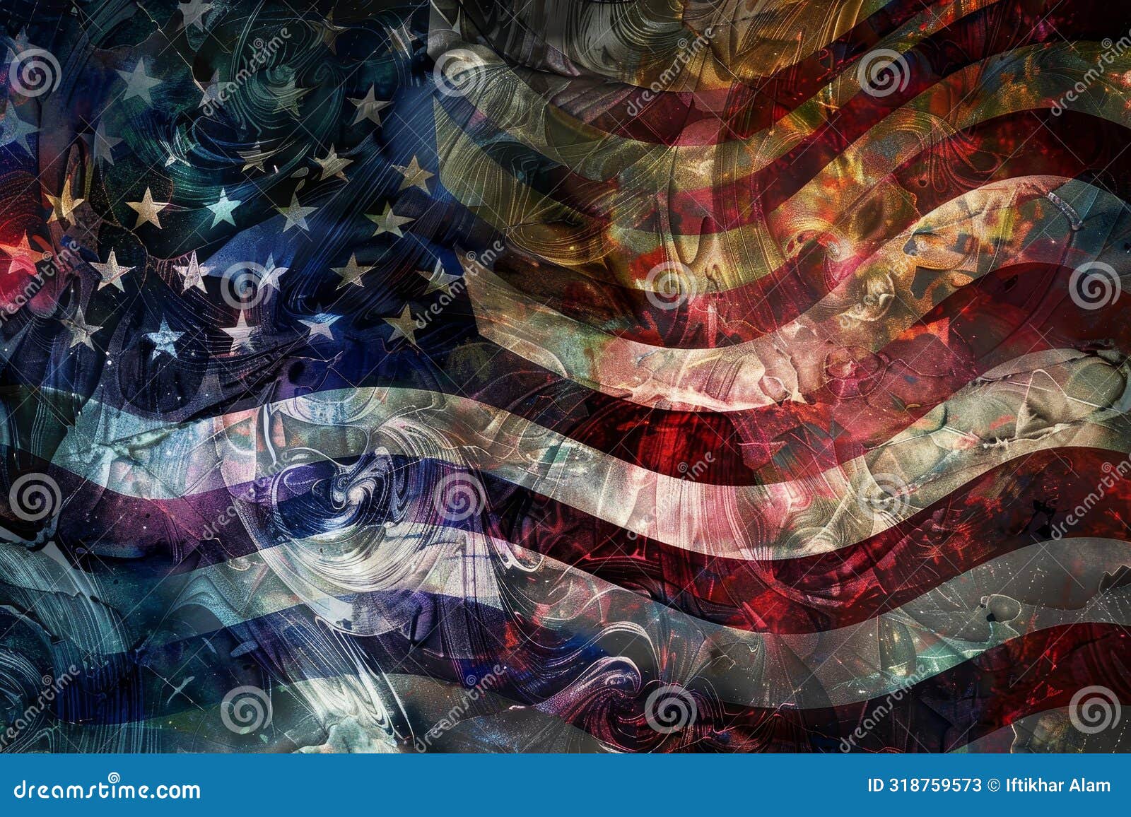 Artistic Depiction of the American Flag in a Unique Composition, an ...