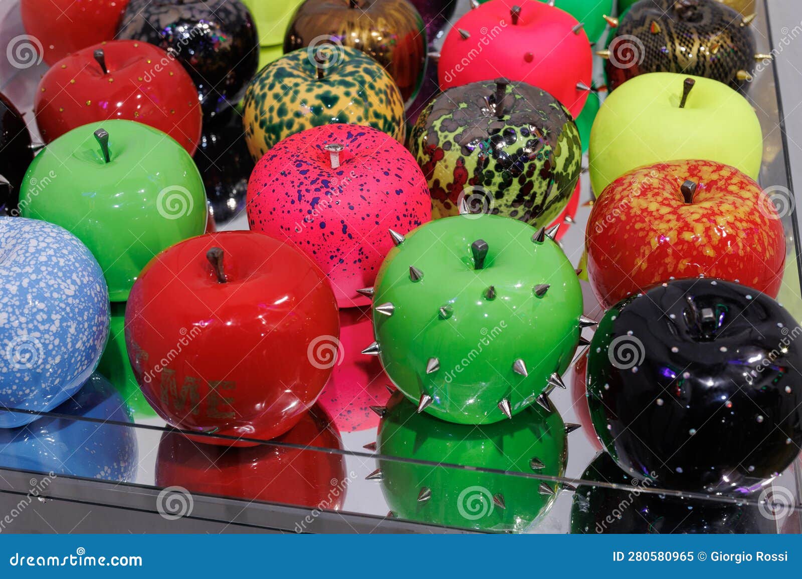 Artistic Depiction of Apples Made of Colored and Brilliant Glass ...