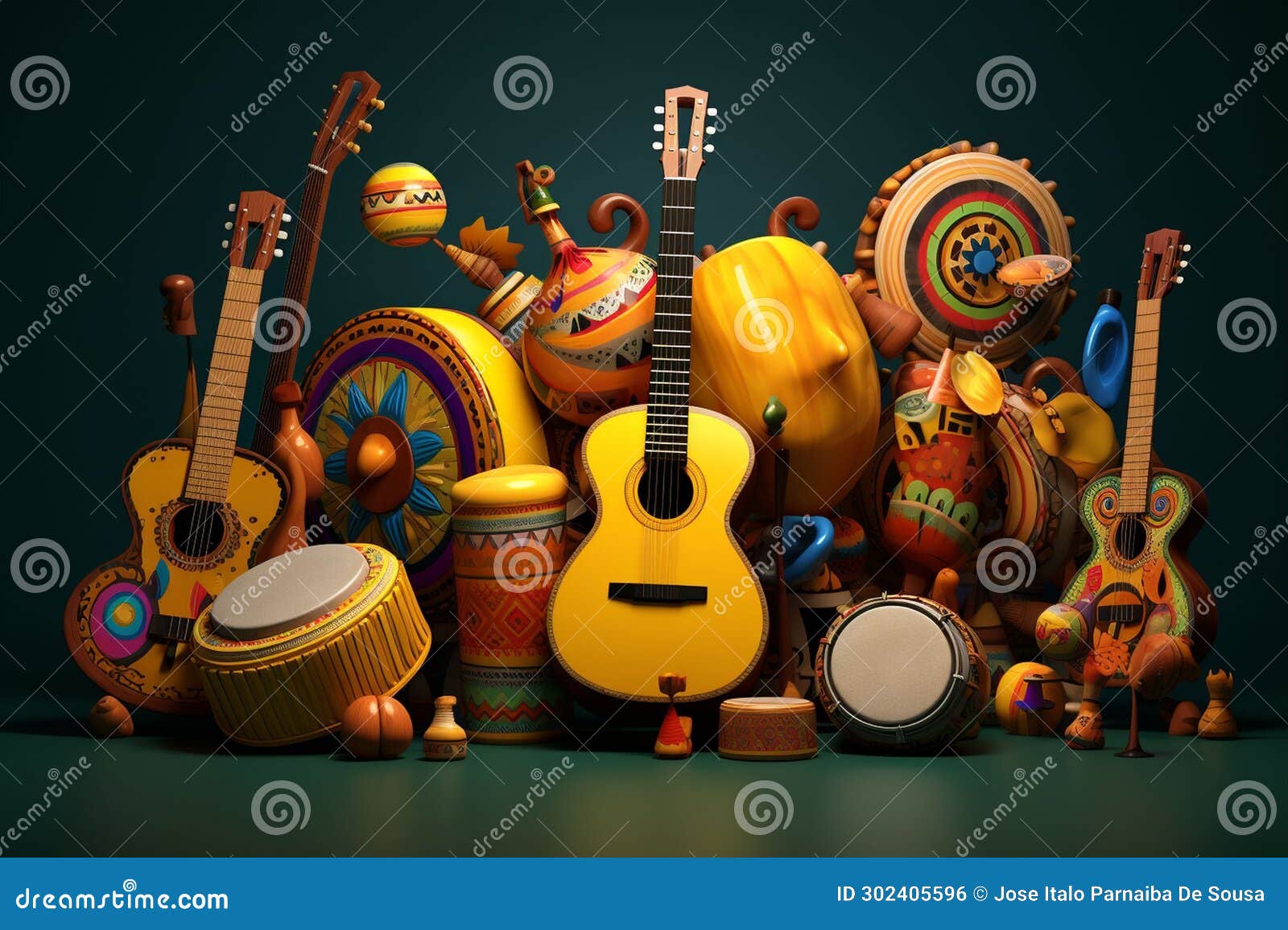 Artistic Depiction of Hispanic Music Instruments Stock Illustration ...
