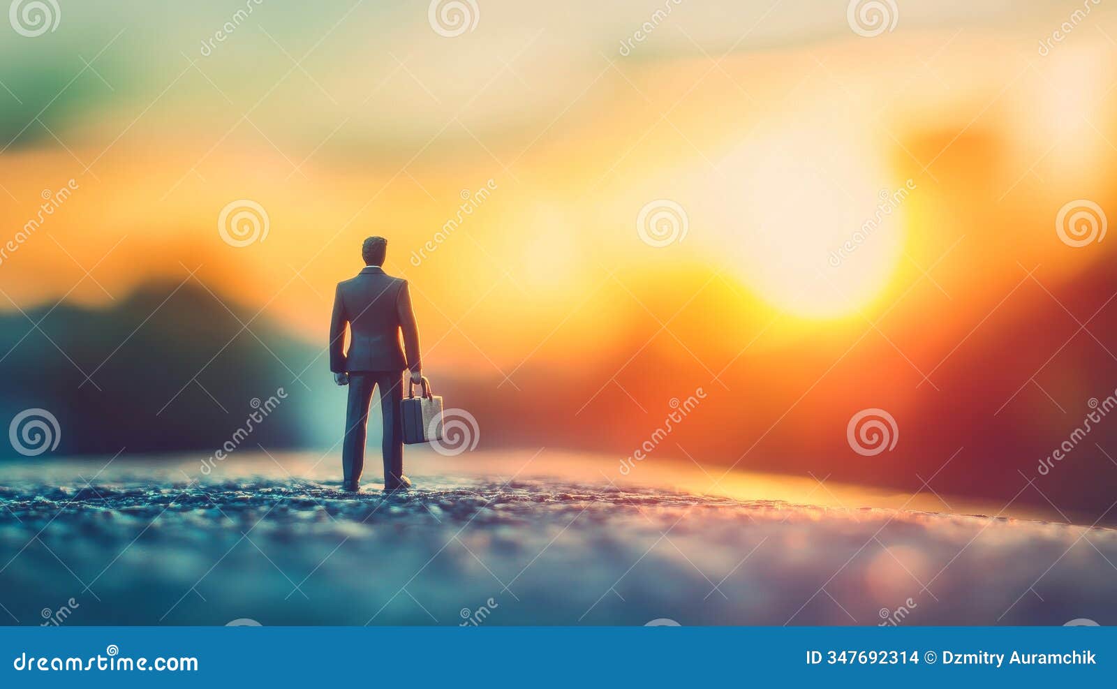An Artistic Depiction of a Man Staring into the Distance at Sunset ...