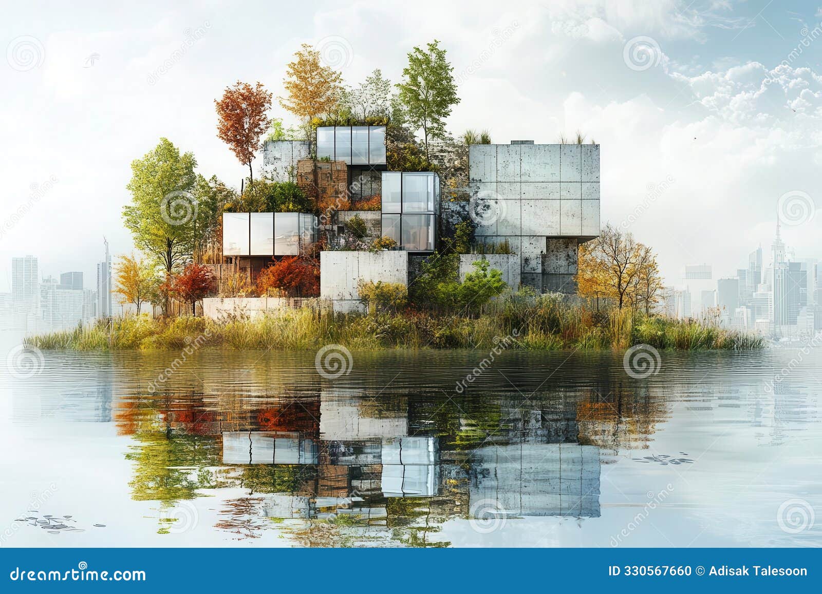 Artistic Depiction of a Modern, High-tech Environment Contrasted with a ...