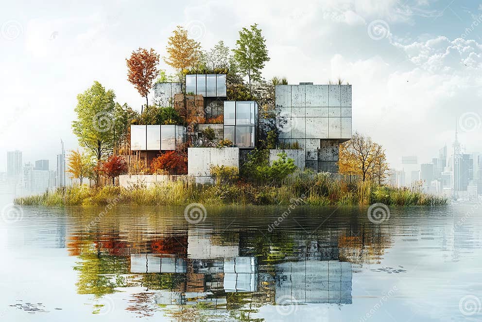 Artistic Depiction of a Modern, High-tech Environment Contrasted with a ...