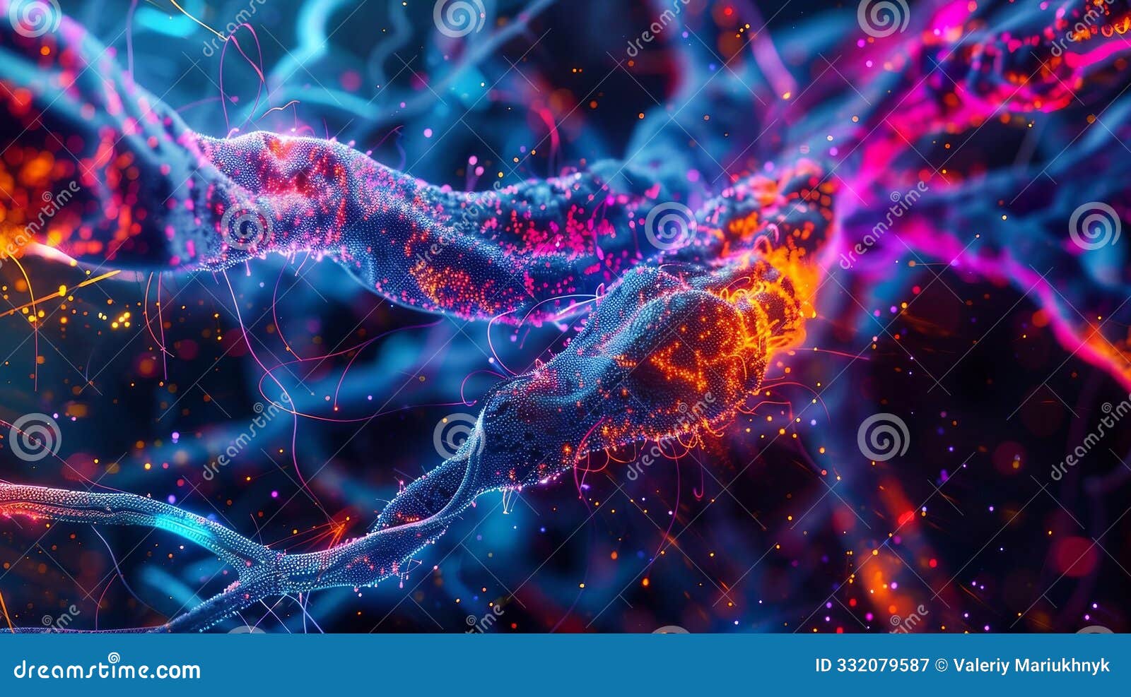 Artistic Depiction of Neural Networks and Data Flow with Bright Orange ...