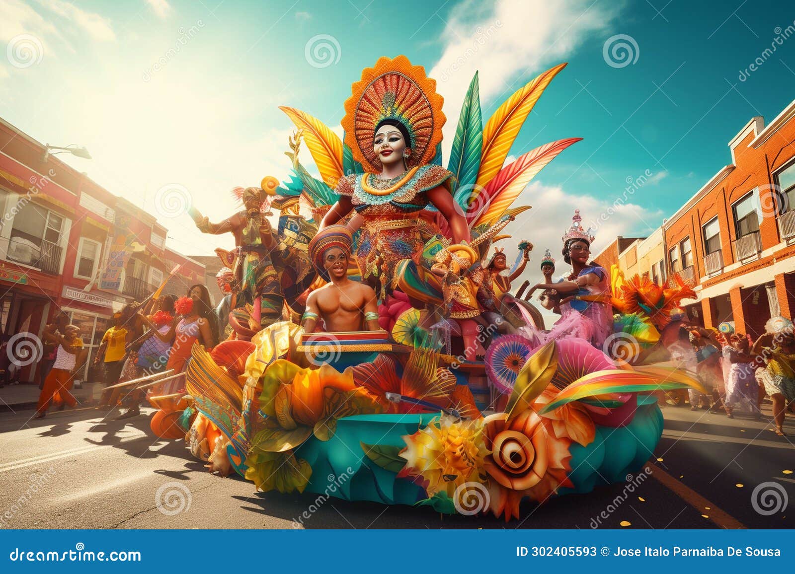 Artistic Depiction of a Vibrant Cultural Parade Stock Illustration ...