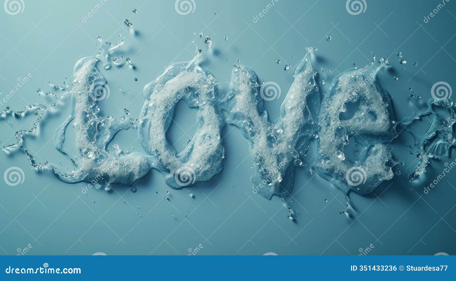 Word "LOVE" Formed with Splashing Water on Blue Background Stock Photo ...