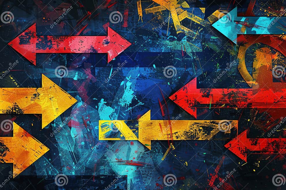 An Artistic Digital Rendering Featuring a Collection of Arrows Pointing ...