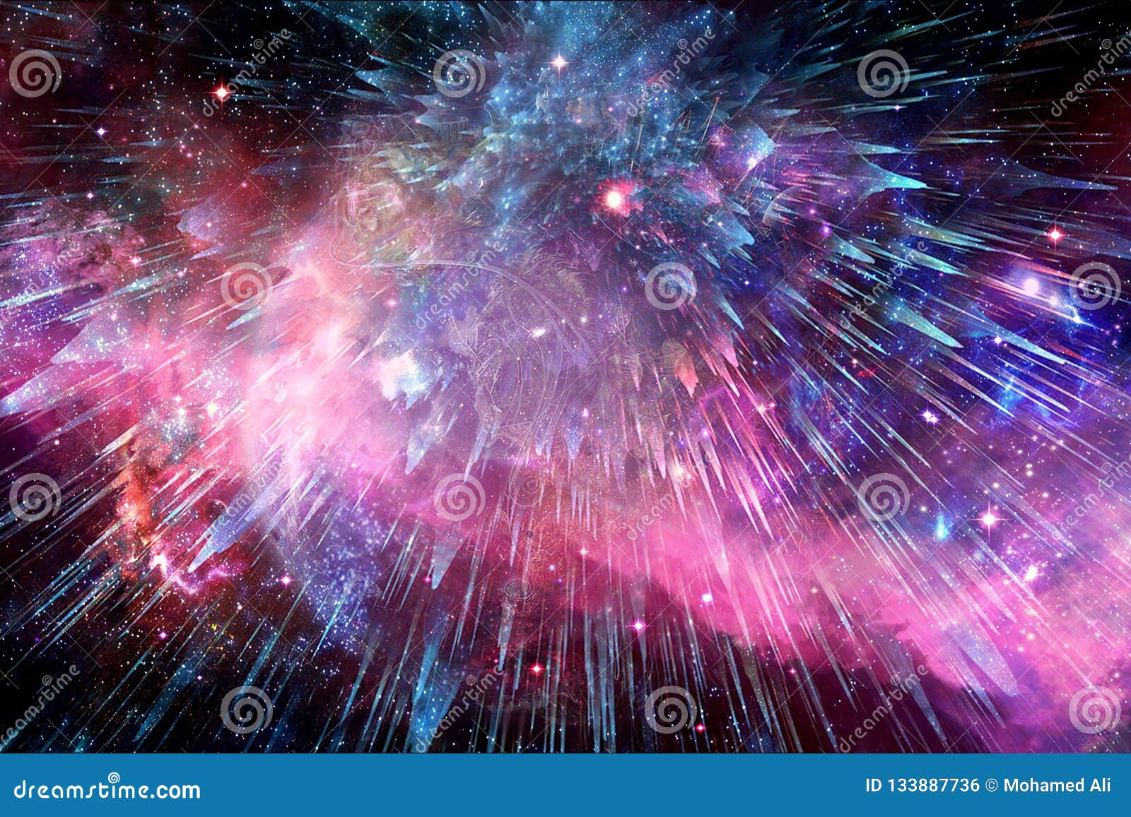 Artistic Nebula Galaxy Exploding into Deep Space Background Stock Photo ...