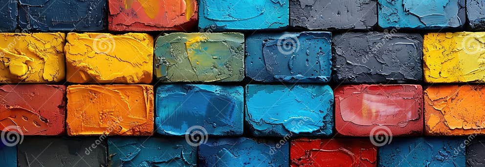 Artistic Display of Colorful Bricks: a Rectangular Pattern Showcasing ...