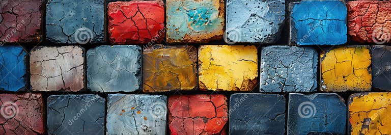 Artistic Display of Colorful Bricks: a Rectangular Pattern Showcasing ...