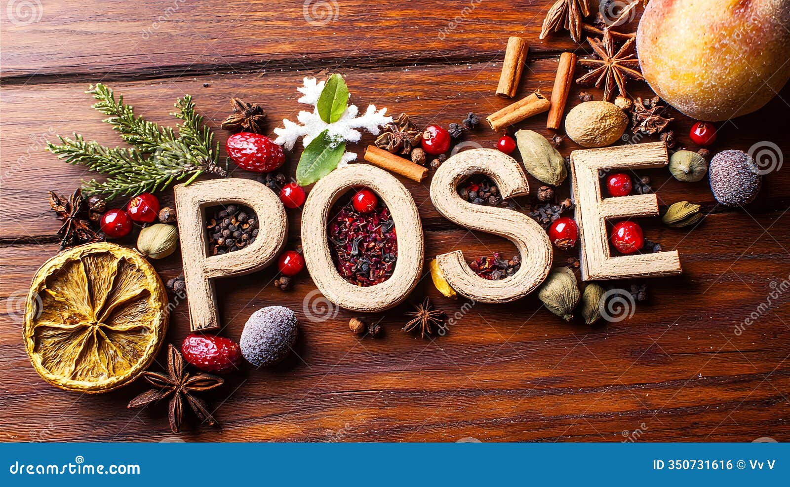 Artistic Display with the Word POSE and Spices Stock Illustration ...