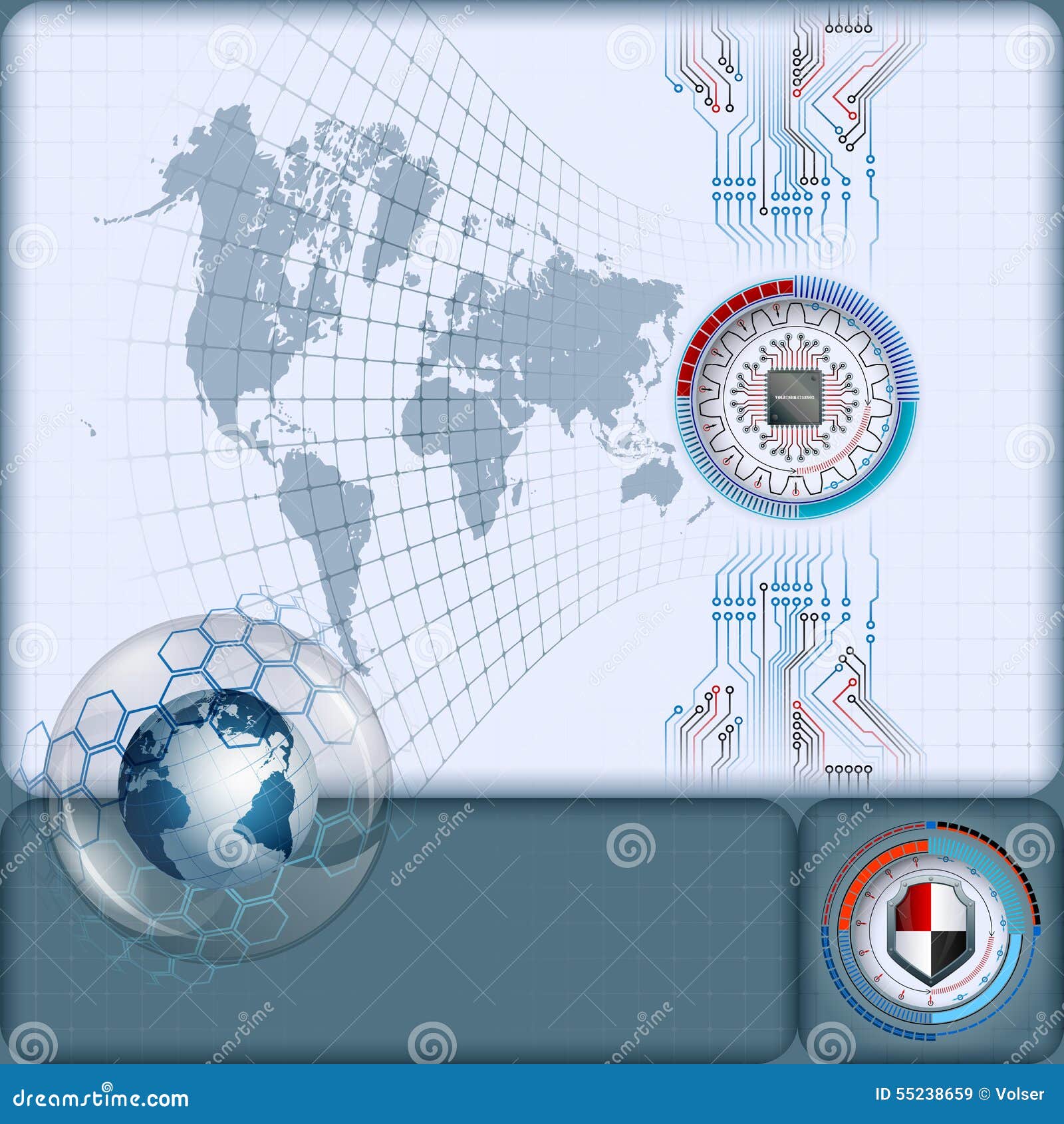 Artistic Distorted World Map And Grid With Processor In Futuristic ... Artistic Distorted World Map And Grid With Processor In Futuristic ...