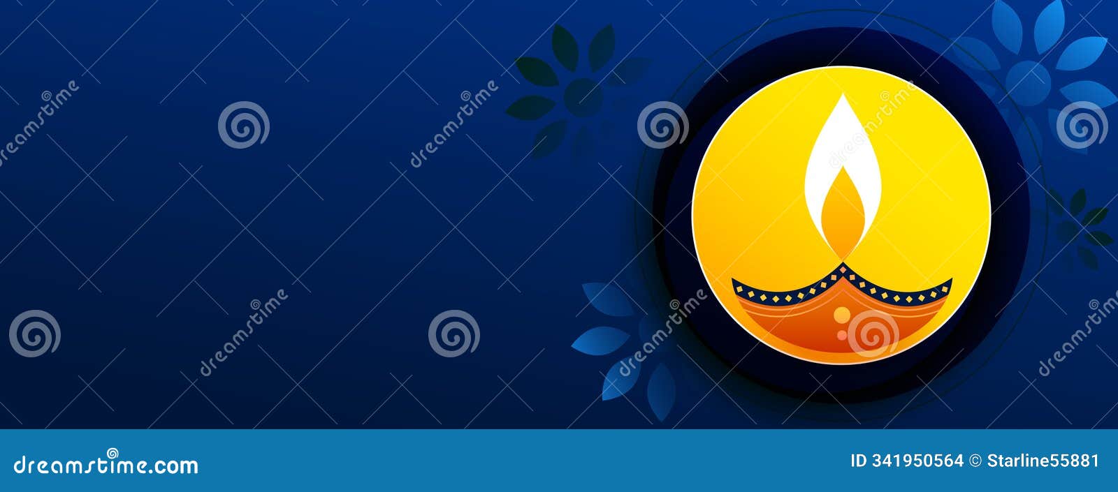 Artistic Diwali Diya Blue Wallpaper with Text Space Stock Vector ...