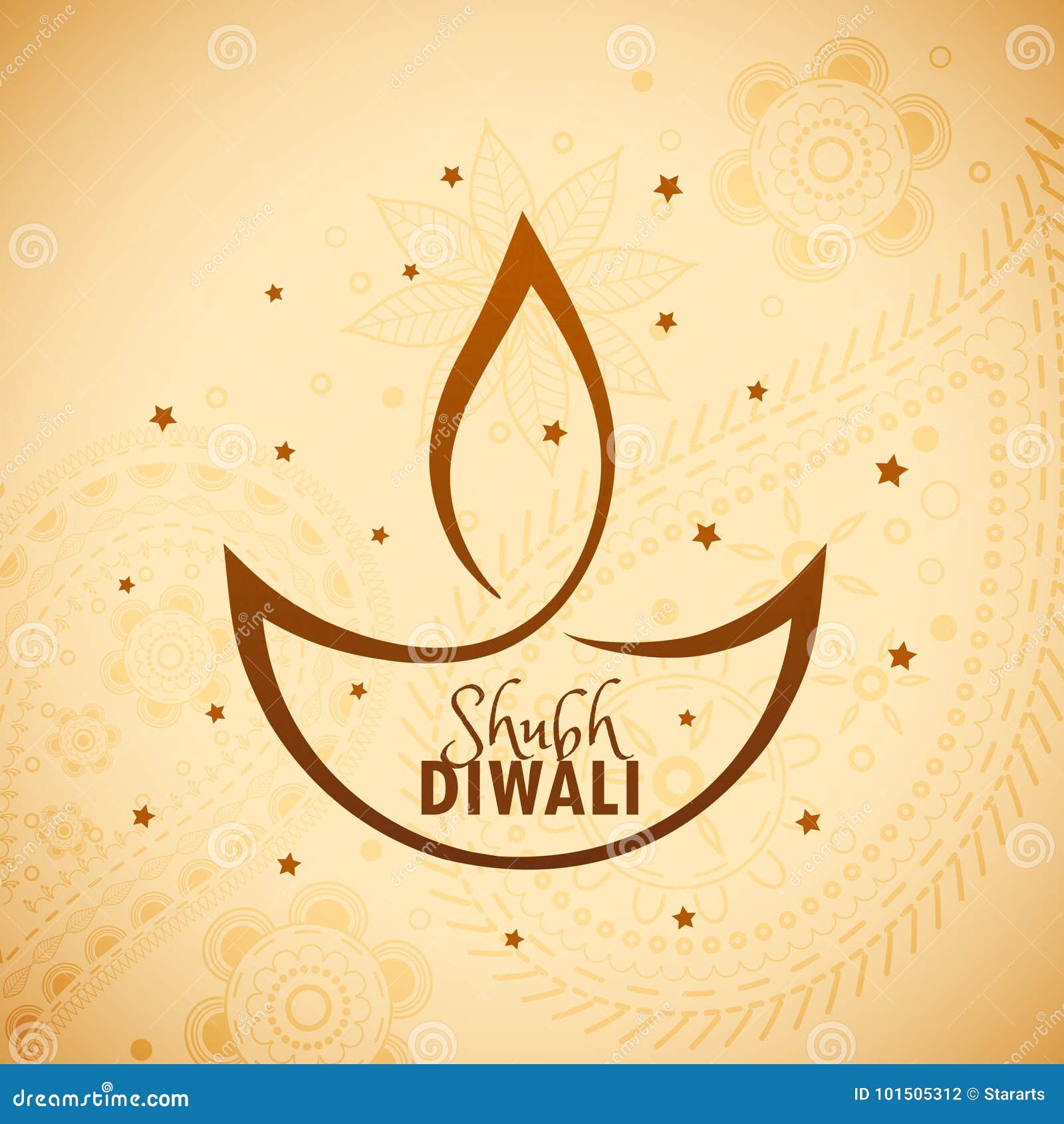 Artistic Diwali Diya with Stars Stock Vector - Illustration of diwali ...