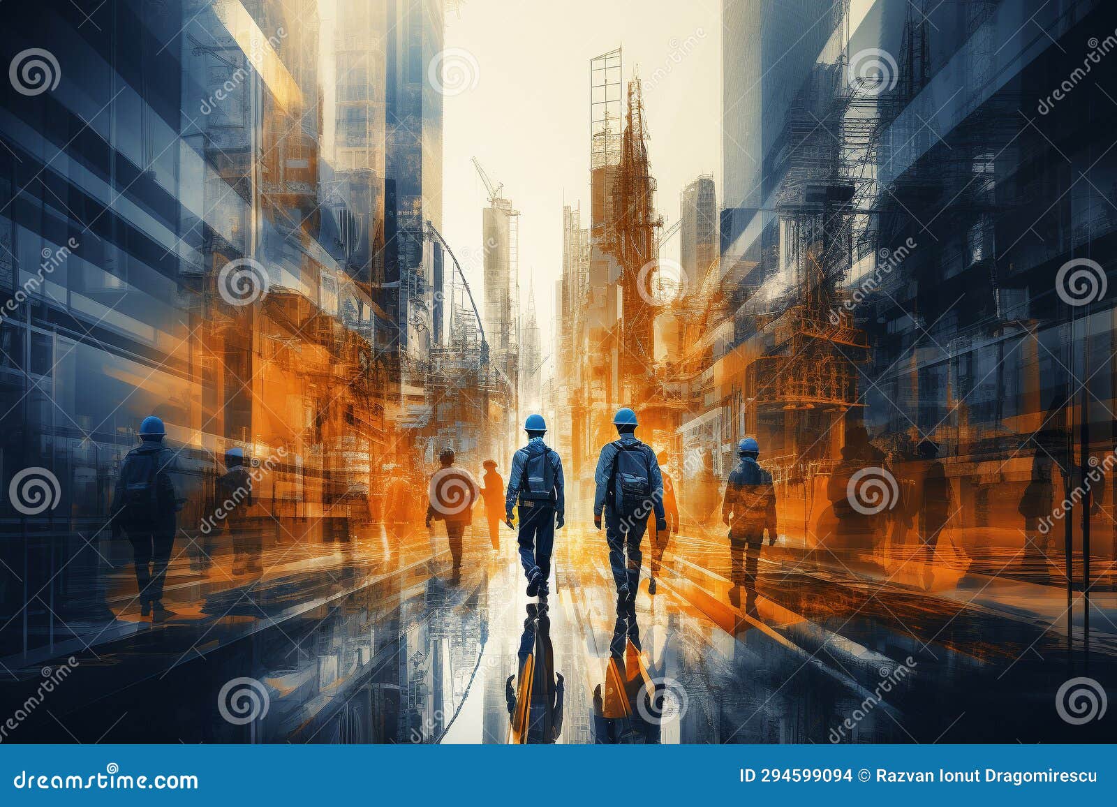 Artistic Double Exposure of a Construction Site and Construction ...