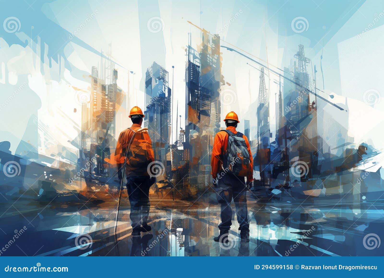 Artistic Double Exposure of a Construction Site and Construction ...