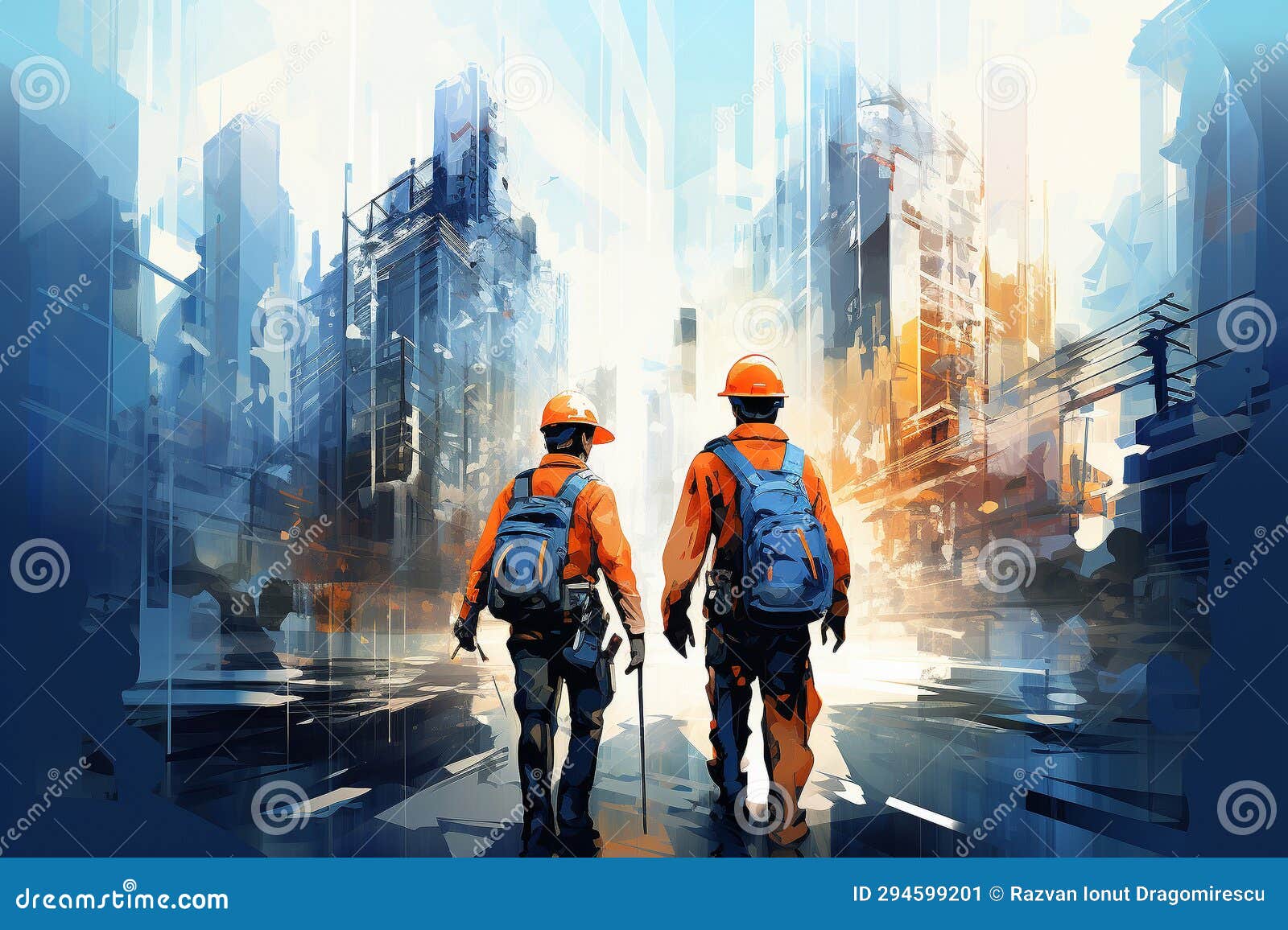 Artistic Double Exposure of a Construction Site and Construction ...