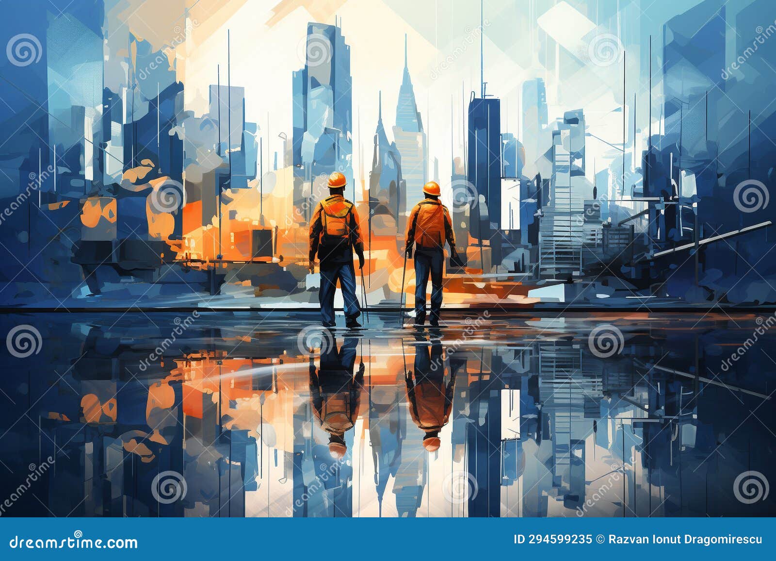 Artistic Double Exposure of a Construction Site and Construction ...