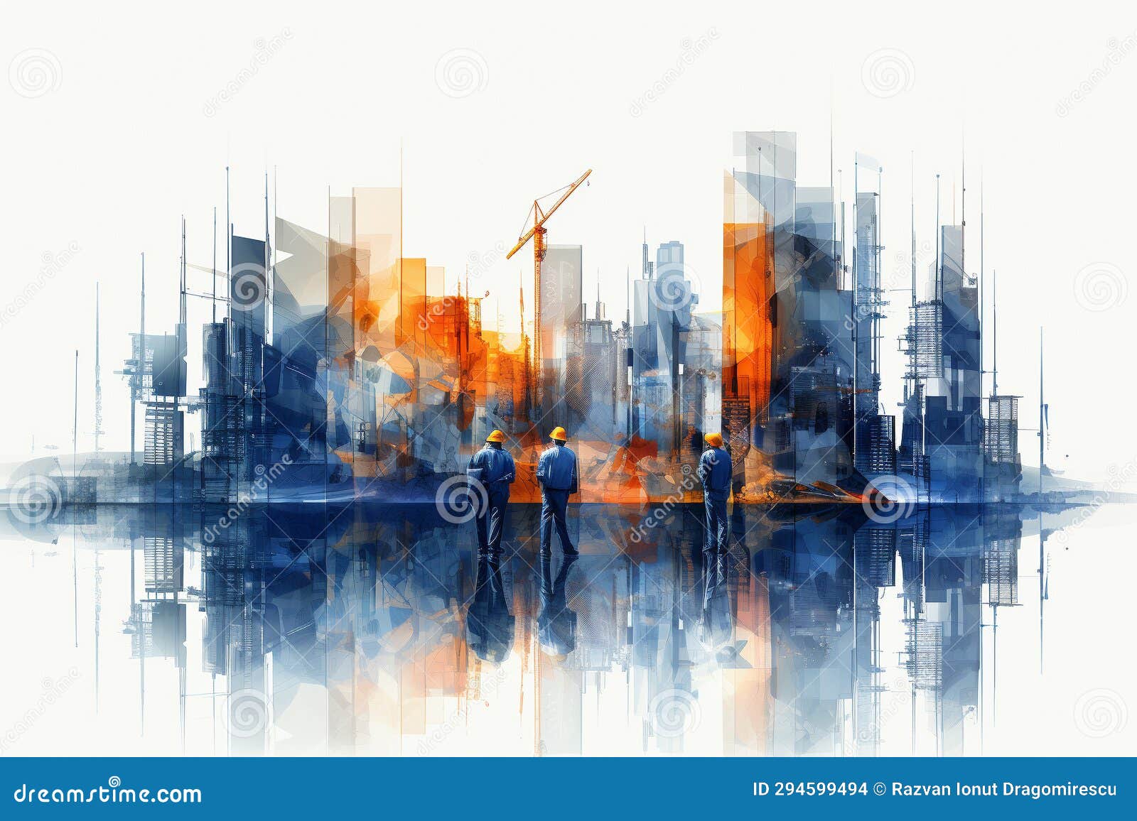 Artistic Double Exposure of a Construction Site and Construction ...