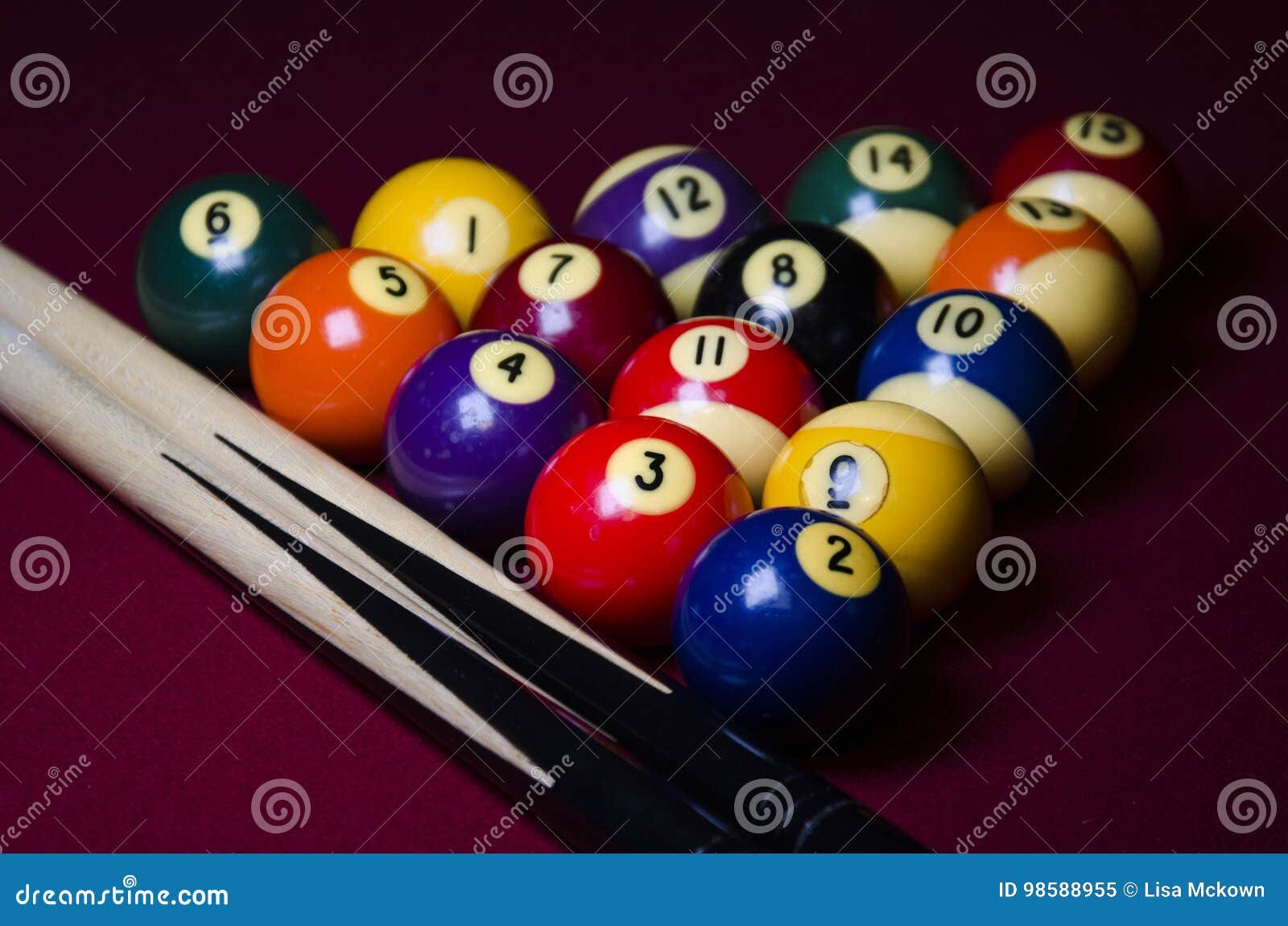 Pool Billiard Balls on Red Felt Table Stock Image - Image of eight ...