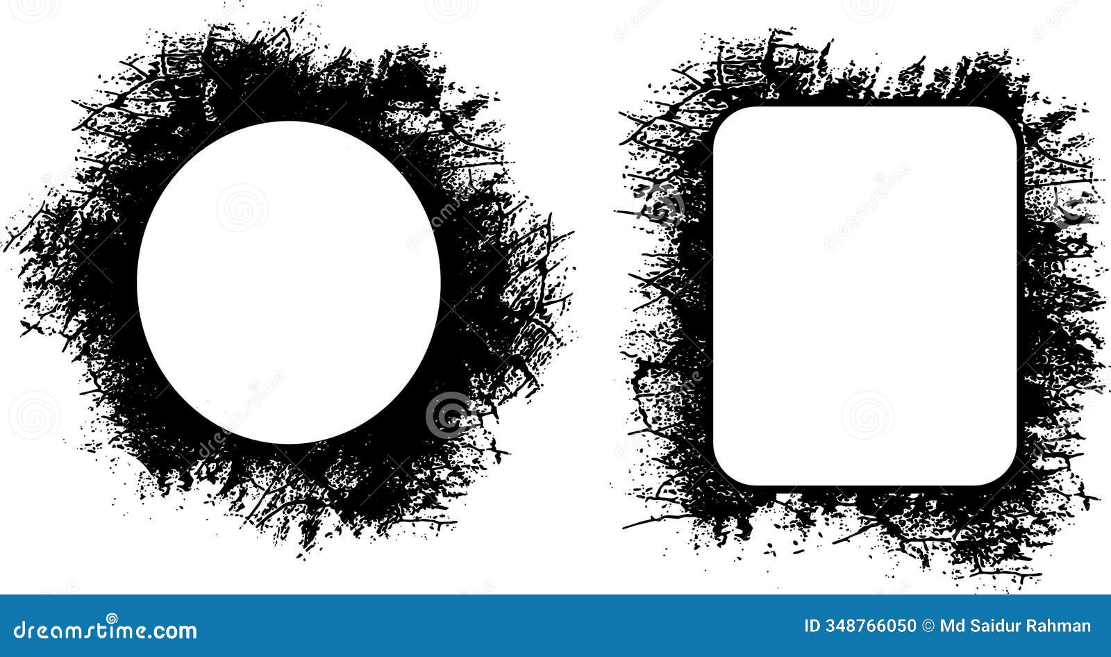Artistic Dual Grunge Photo Frames Circular and Rounded Rectangle ...