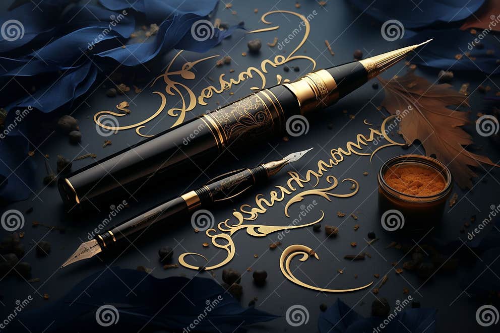 Artistic and Expressive Calligraphy Sets Stock Illustration ...