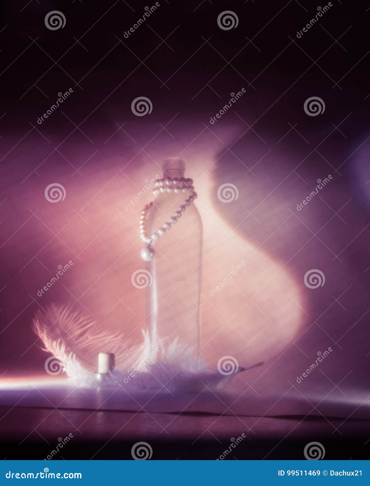 An Artistic, Extra Soft Still Life with a Bottle and Feather Stock ...