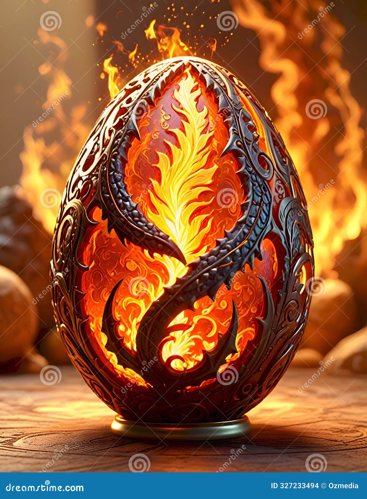 Artistic Fire Egg with Intricate Details and Vibrant Flames that Create ...