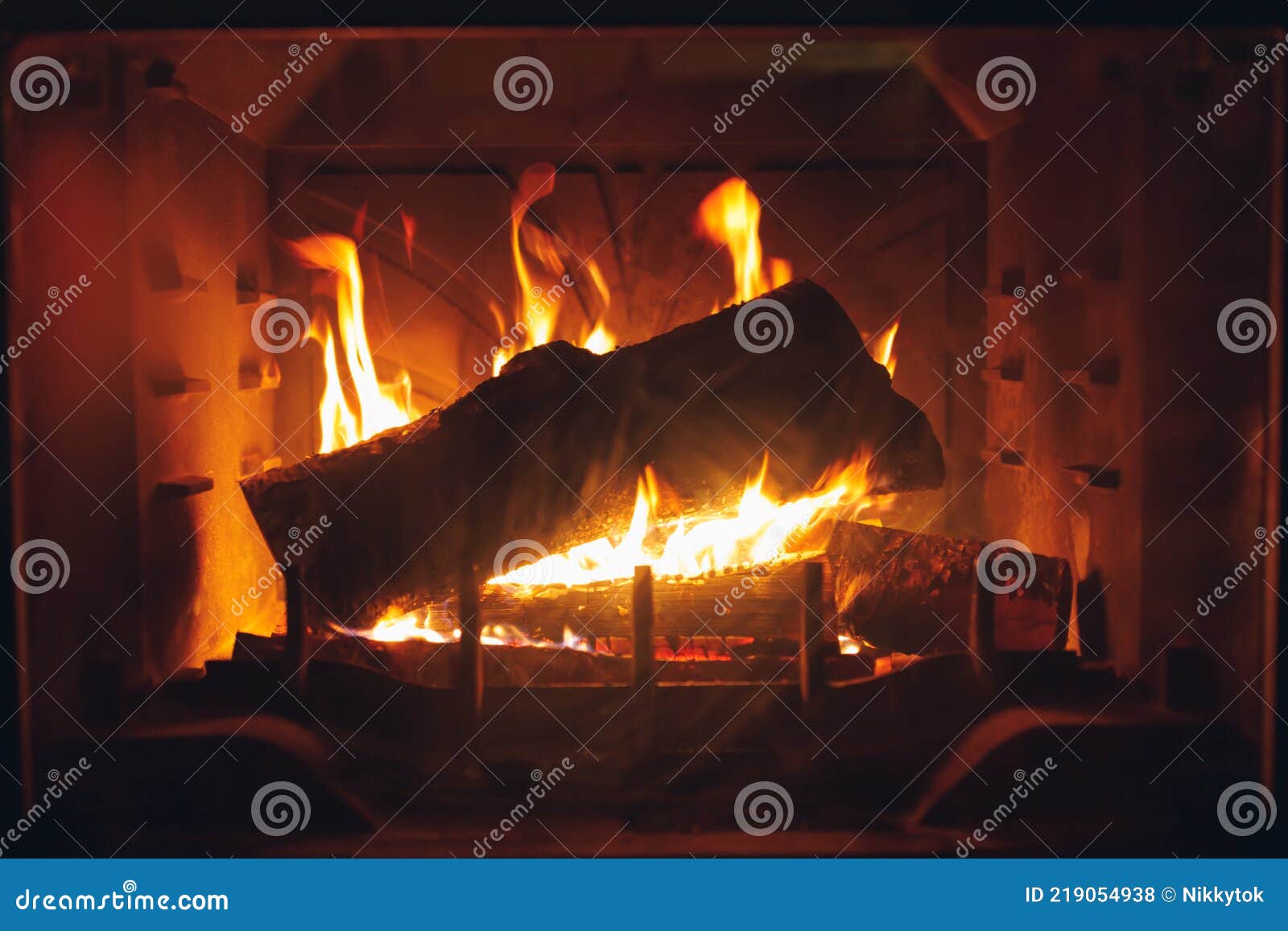 Artistic Fire, Fireplace with Burning Log Stock Photo - Image of glow ...
