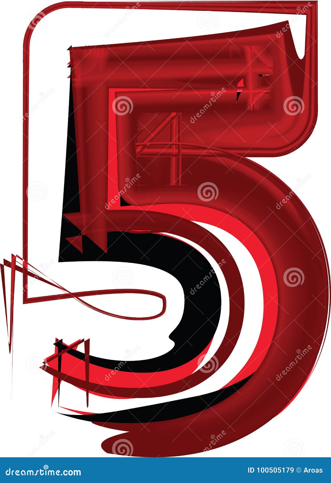 Artistic font number 5 stock vector. Illustration of number - 100505179