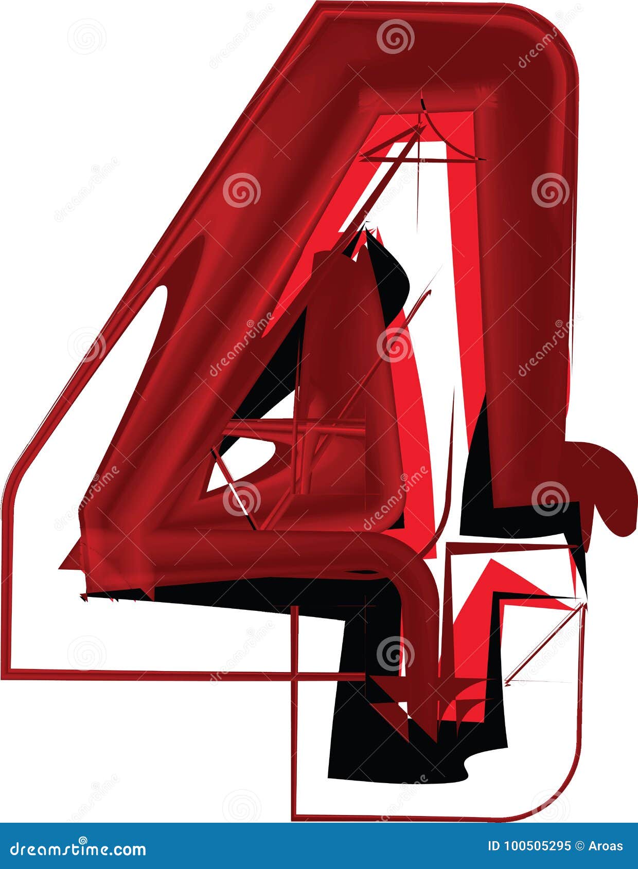Artistic font number 4 stock vector. Illustration of number - 100505295